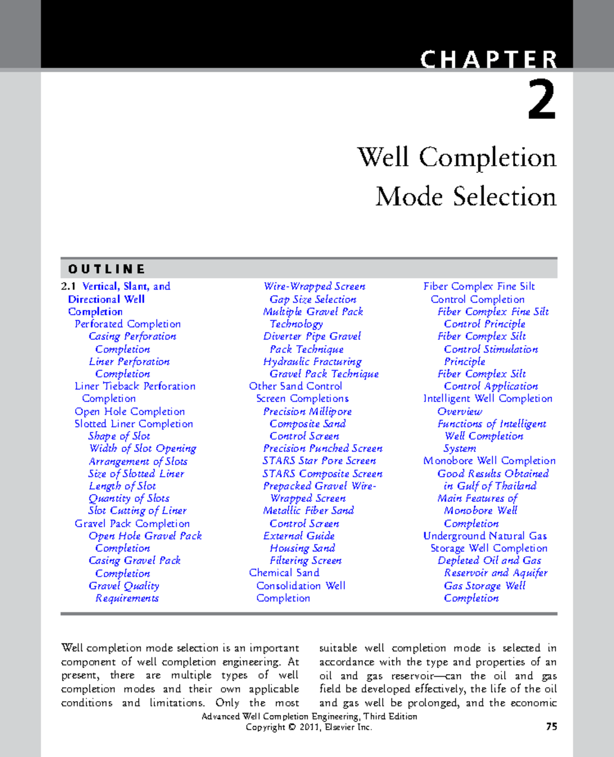 Well completion completion - C H A P T E R 2 Well Completion Mode ...