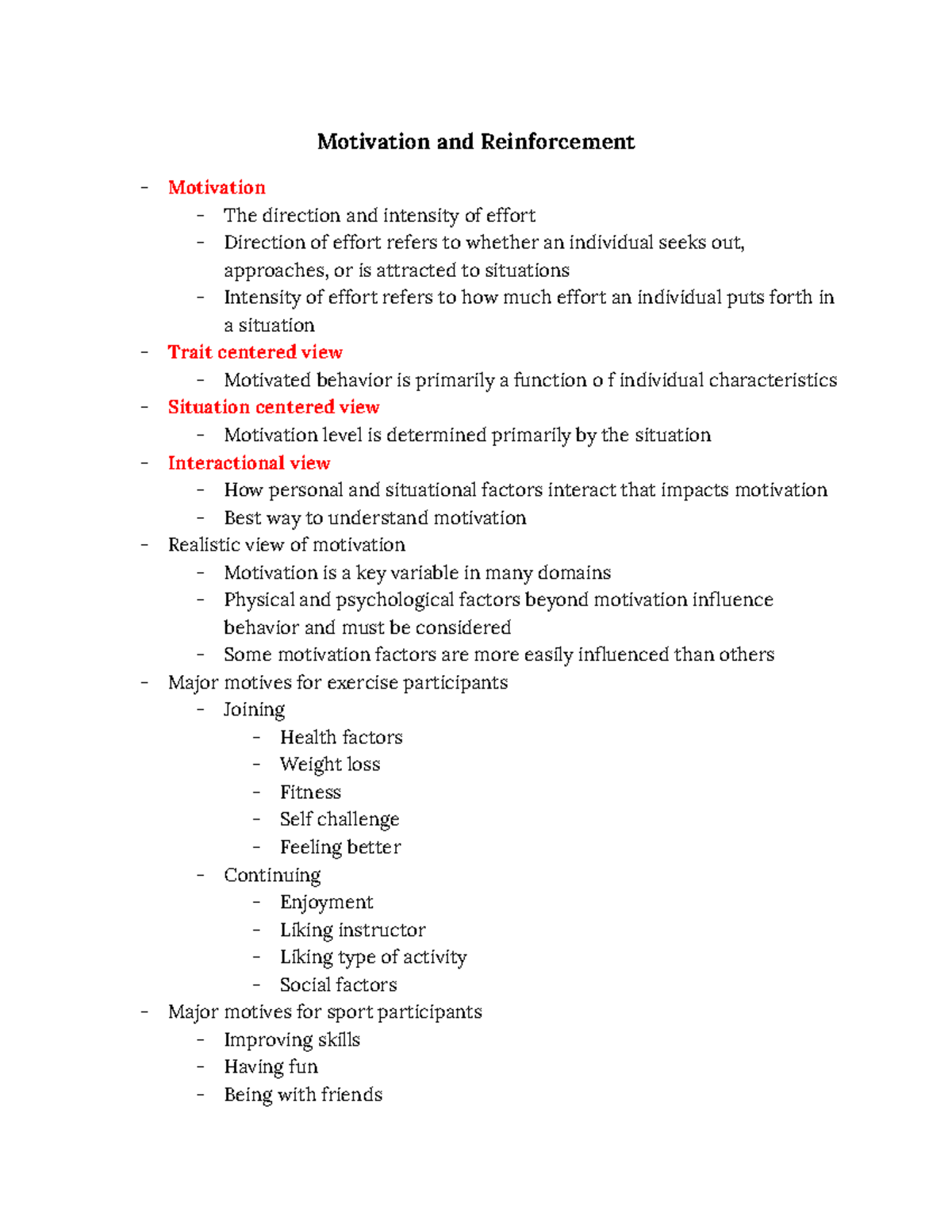 Notes 3 - Motivation and Reinforcement Motivation The direction and ...