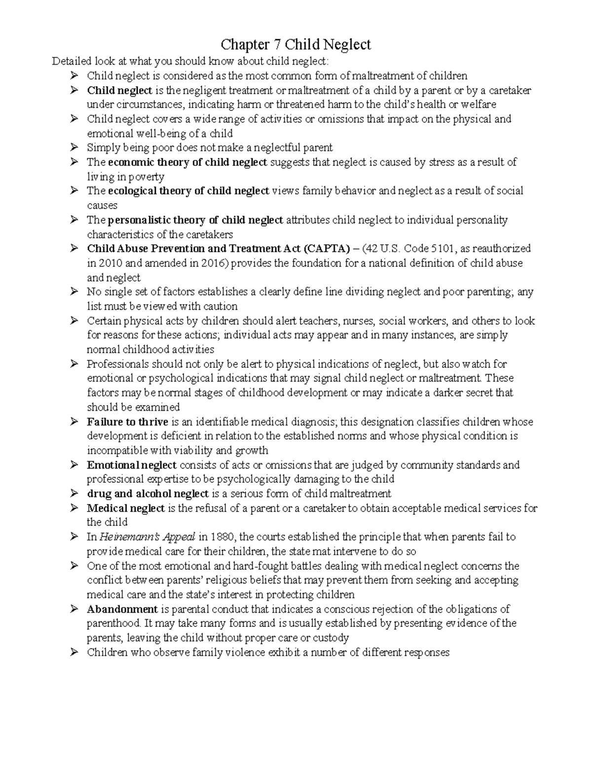 Chapter 7 Child Neglect Notes - Chapter 7 Child Neglect Detailed look ...