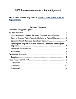 C957 Pre-Assessment/Acrobatiq Alignment - C957 Pre-Assessment/Acrobatiq ...