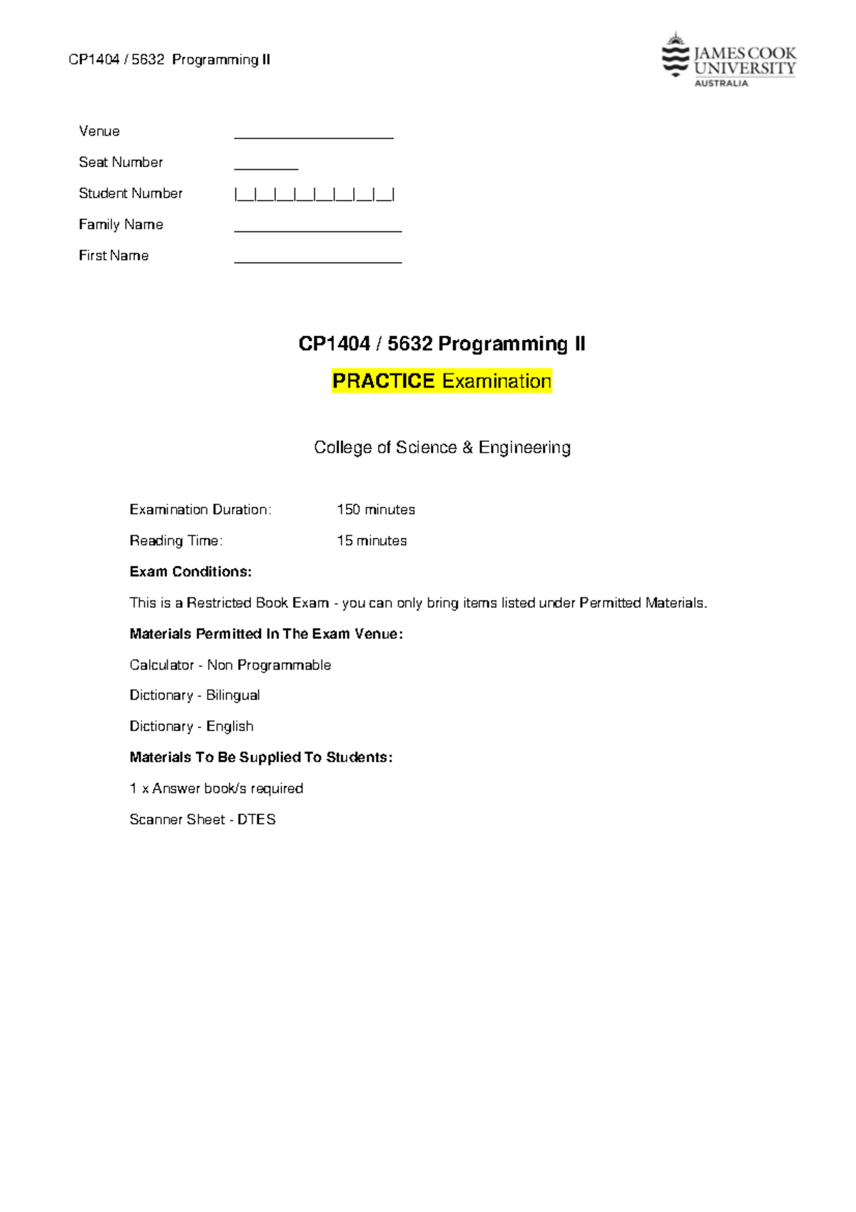 CP1404 Practice EXAM - important - CP1404 / 5632 Programming II ...