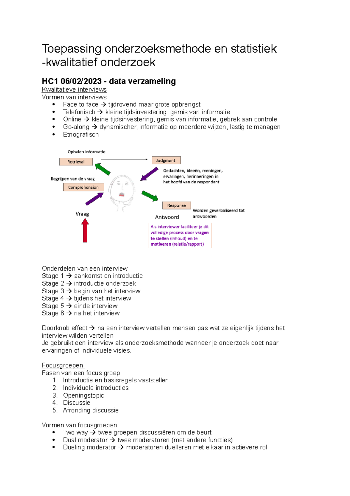 TOE - Toe college aantekeningen - Toepassing onderzoeksmethode en ...