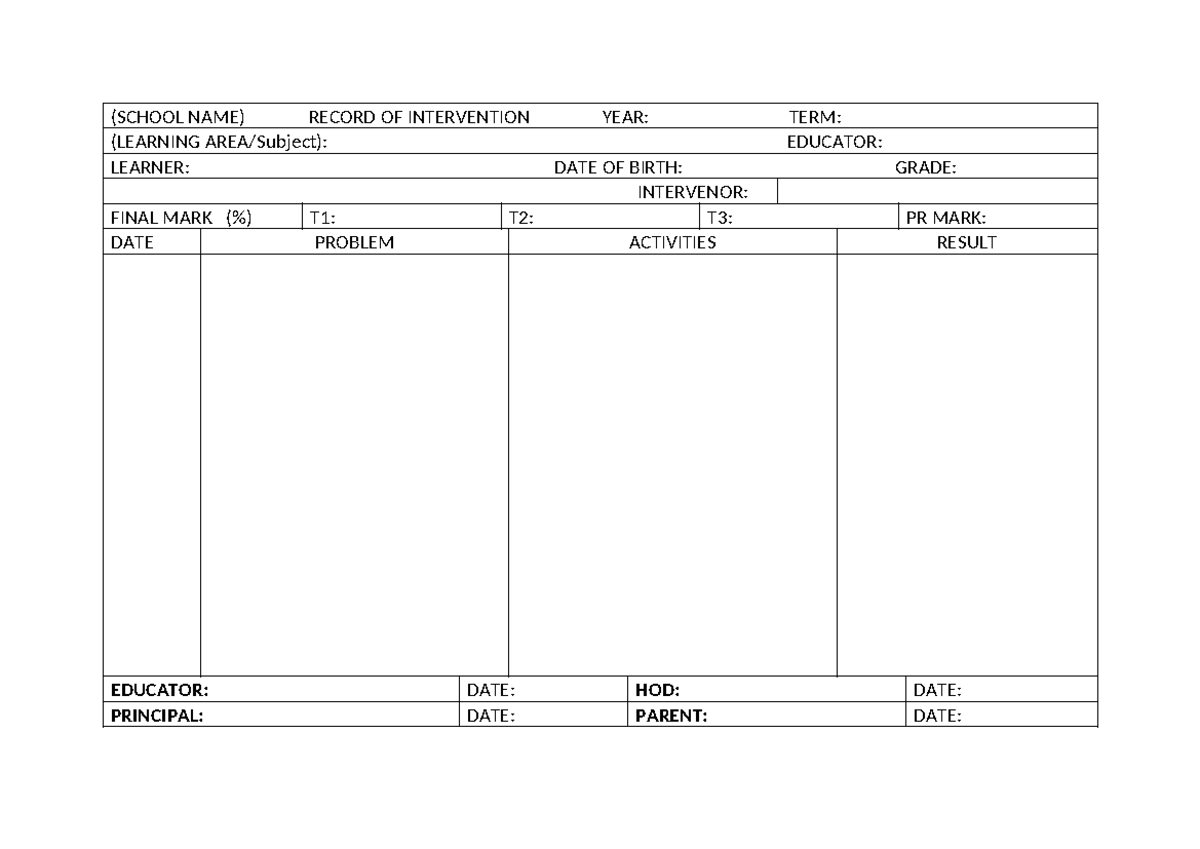 Intervention Master COPY - (SCHOOL NAME) RECORD OF INTERVENTION YEAR ...