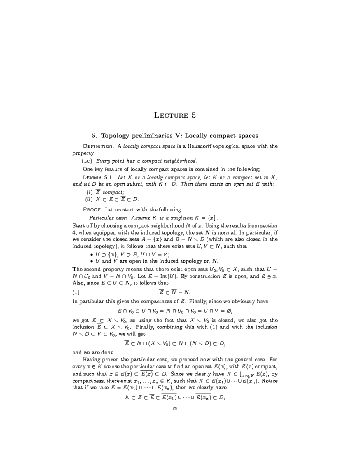 Topology preliminaries V: Locally compact spaces - Mathematics -I - AMU - Studocu