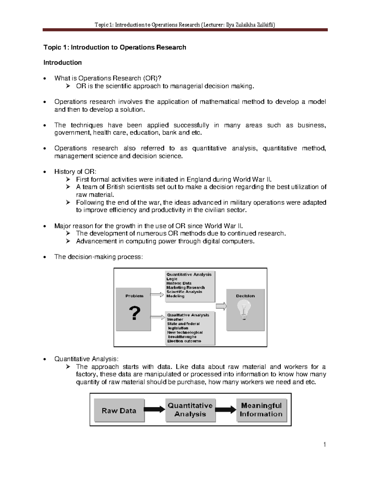 T1 Introduction - Operations research involves the application of ...