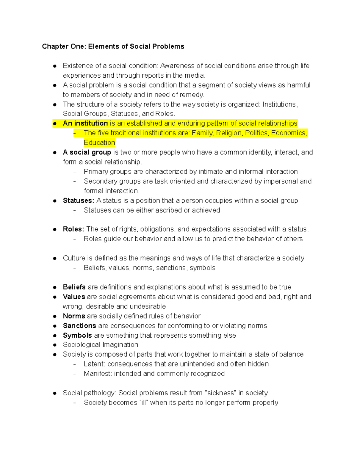 Social Problems Notes - Chapter One: Elements of Social Problems ...