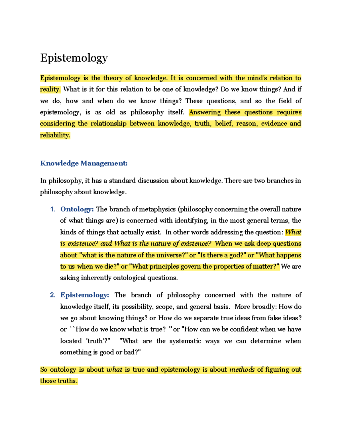 Lecture 6 Epistemology - Epistemology Epistemology is the theory of ...