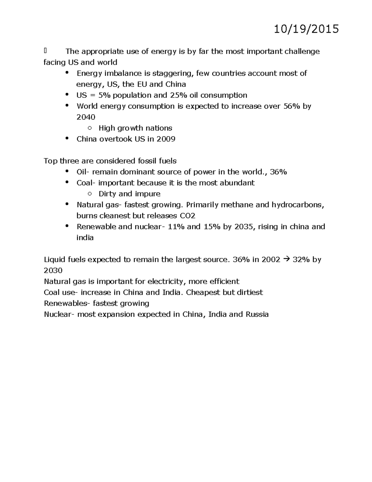 Module 4 - Lecture notes 4 - 10/19/ The appropriate use of energy is by ...