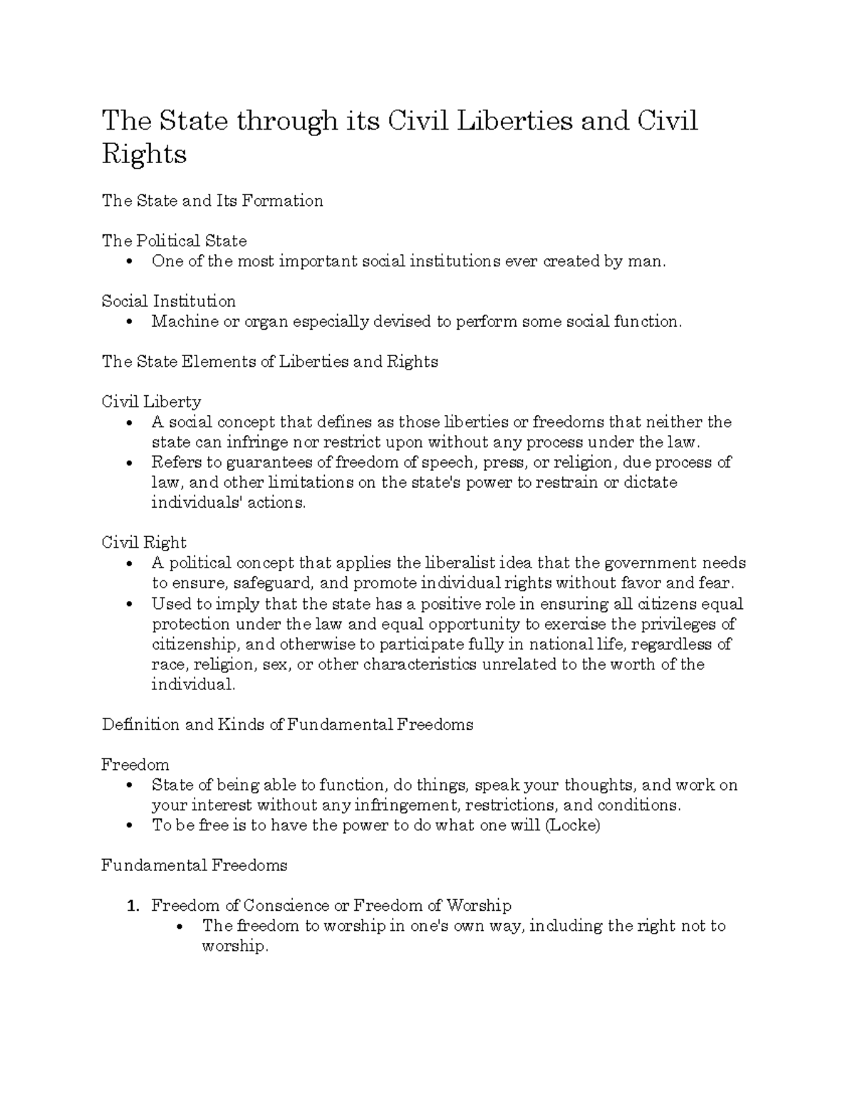 The State through its Civil Liberties and Civil Rights - The State ...