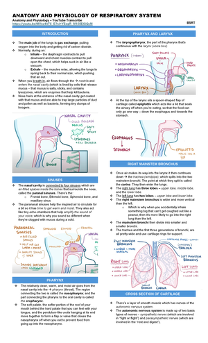 Respiratory System Cardio Pulmo Part 2 - 1 | P a g e DRLC Sounds are ...