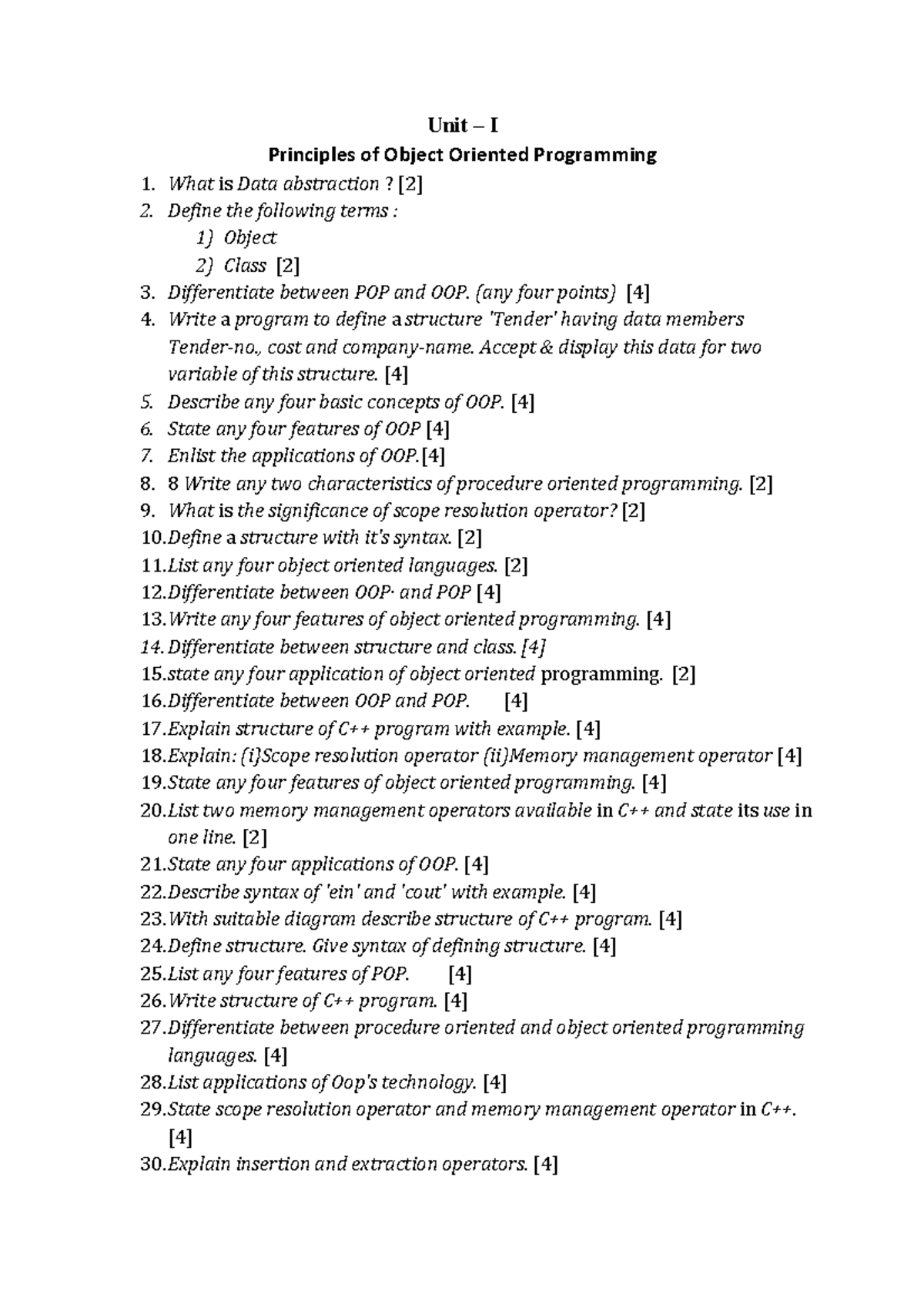Chapter-01 - Good notes - Unit – I Principles of Object Oriented ...