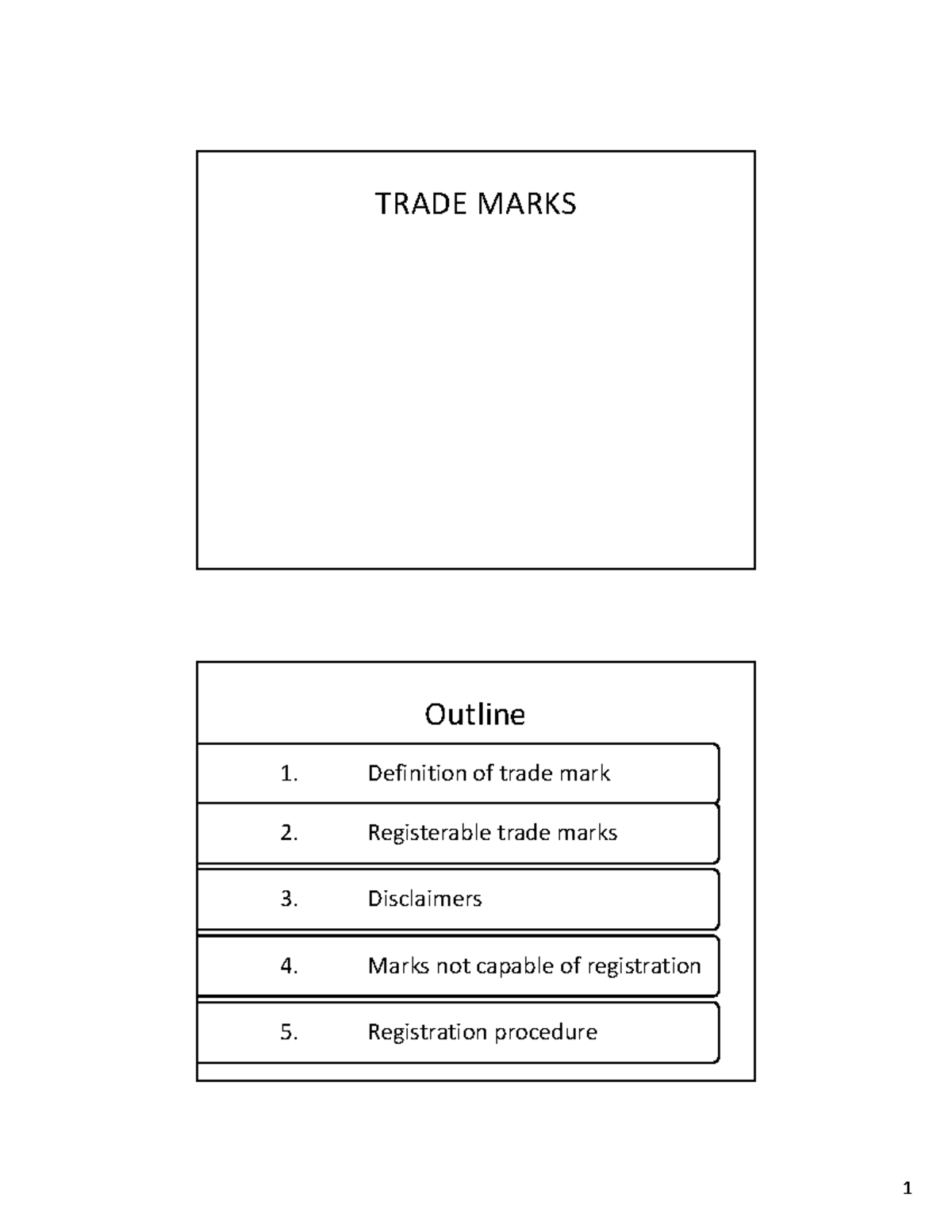 Trade marks 1 Definition to Registration Procedure lecture slides ...