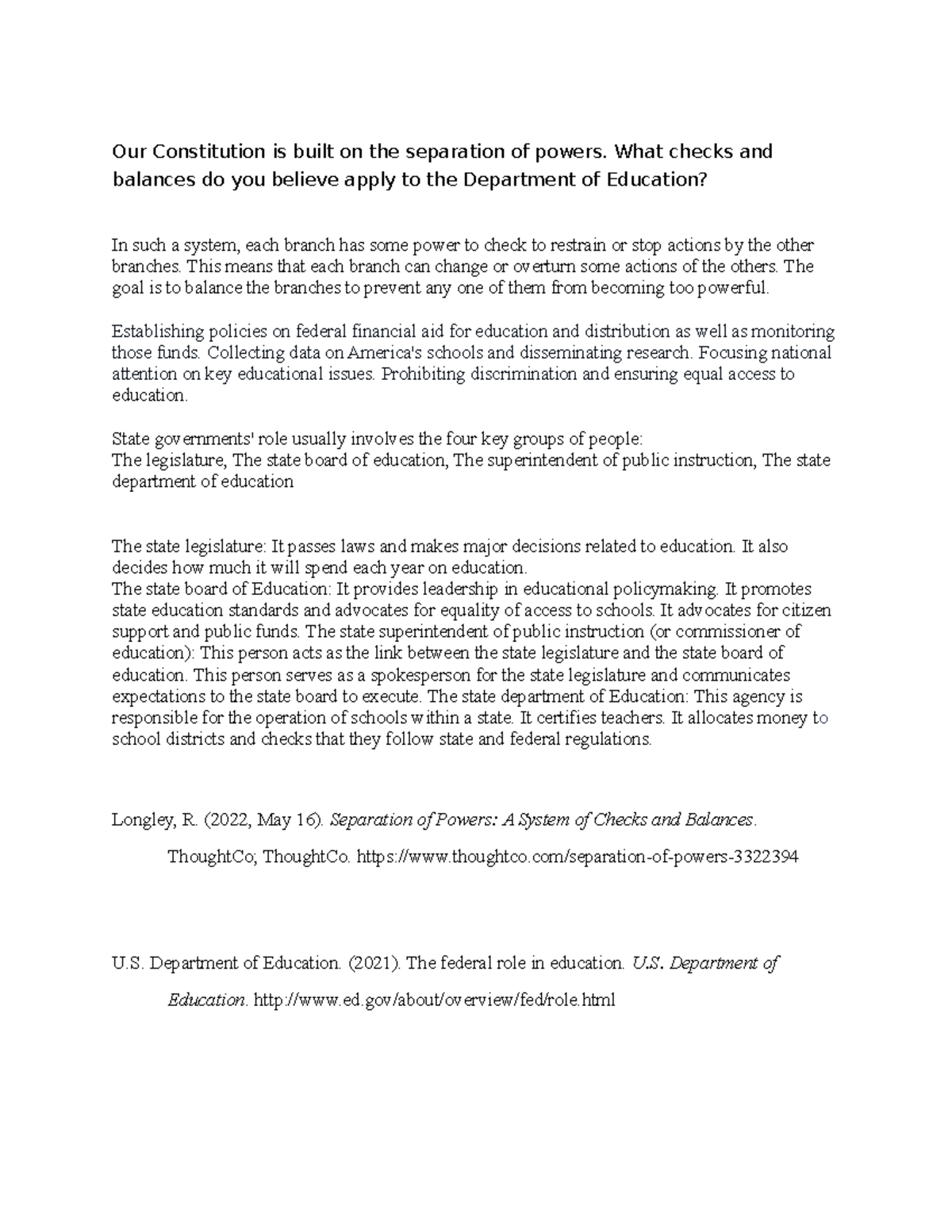 Our Constitution is built on the separation of powers - What checks and ...