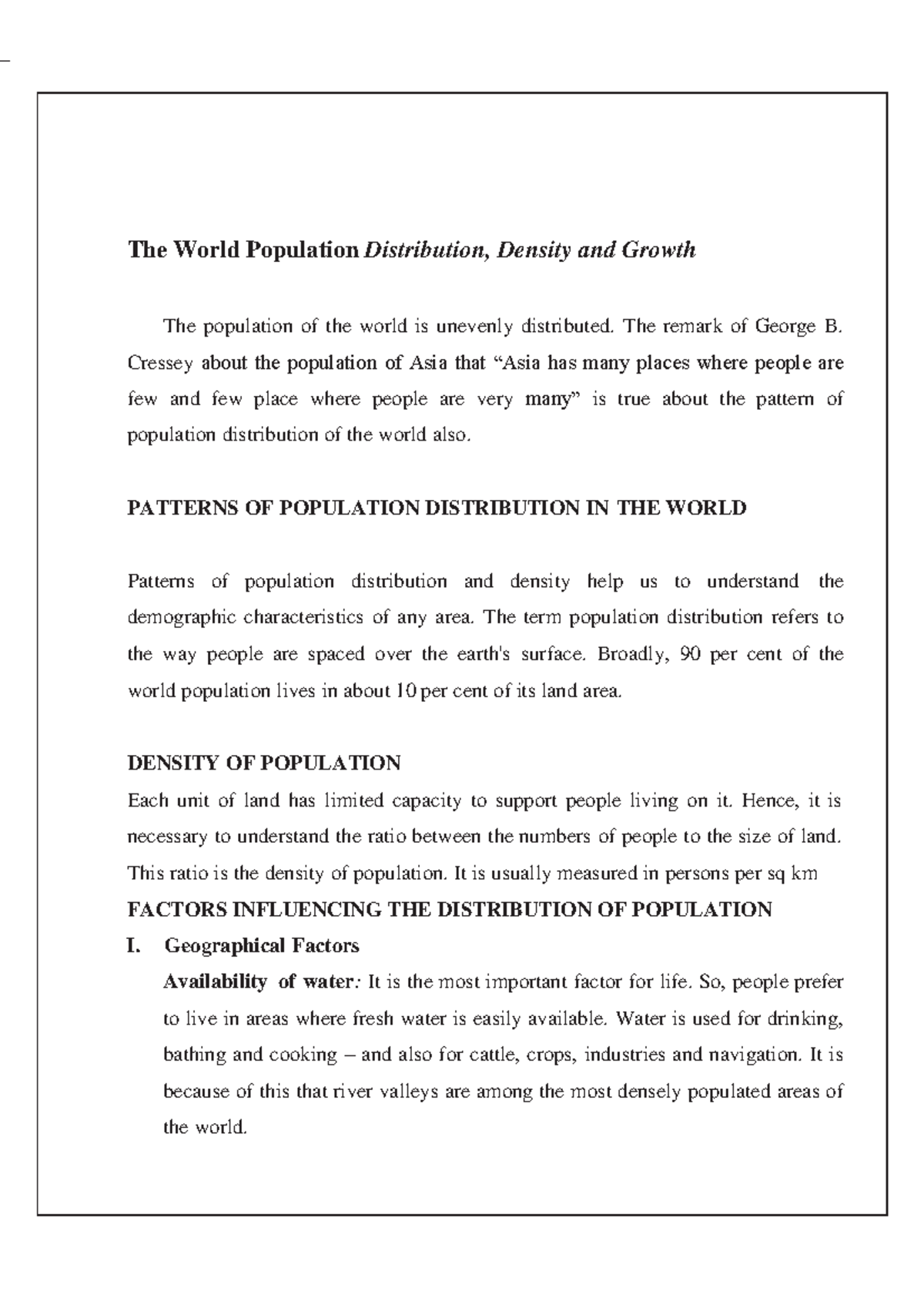 Note about World Population - Chapter- The World Population ...