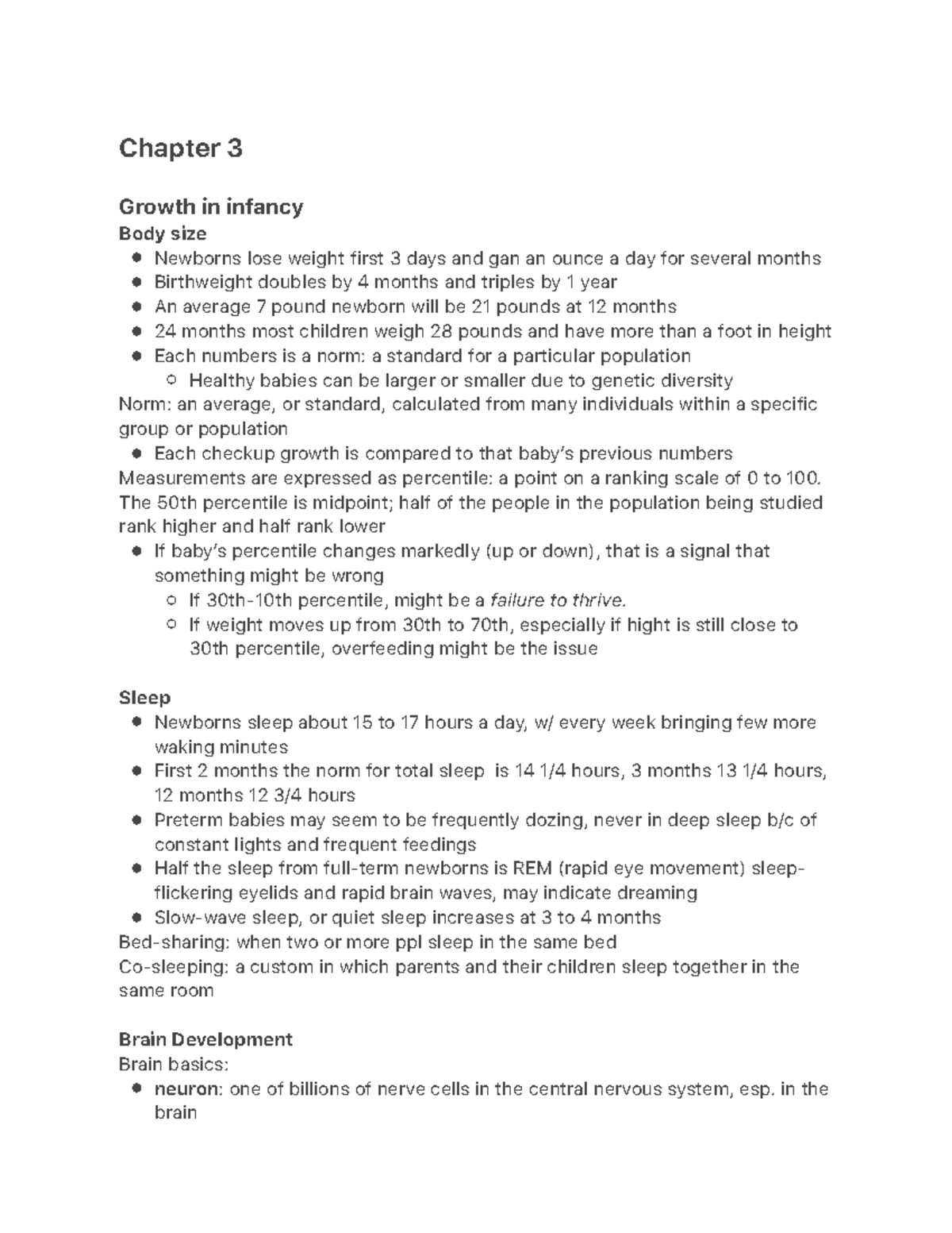 Chapter 3 - Invitation to the Life Span Summary - Chapter 3 Growth ...