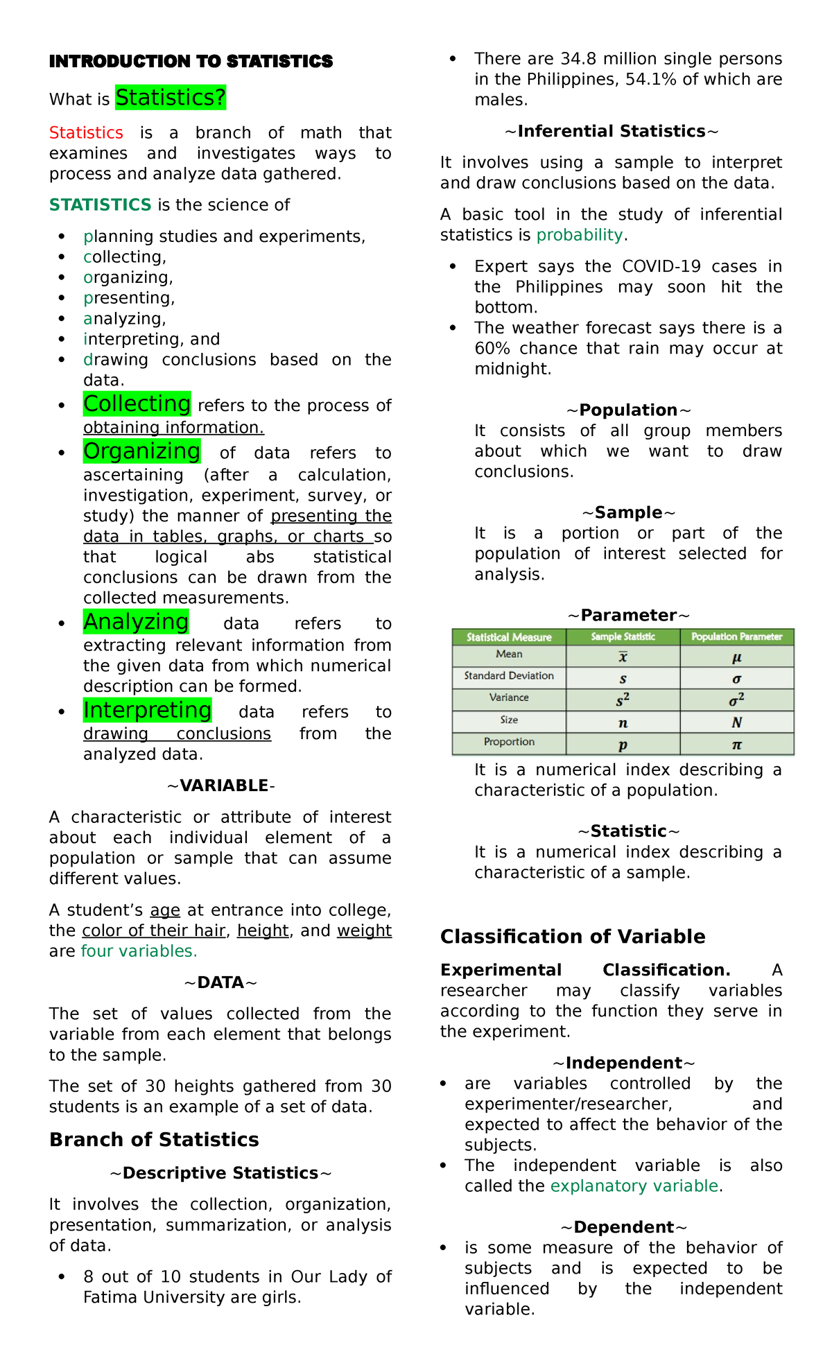 3rd Quarter Stats & Prob Reviewer - INTRODUCTION TO STATISTICS What is Statistics? Statistics is ...