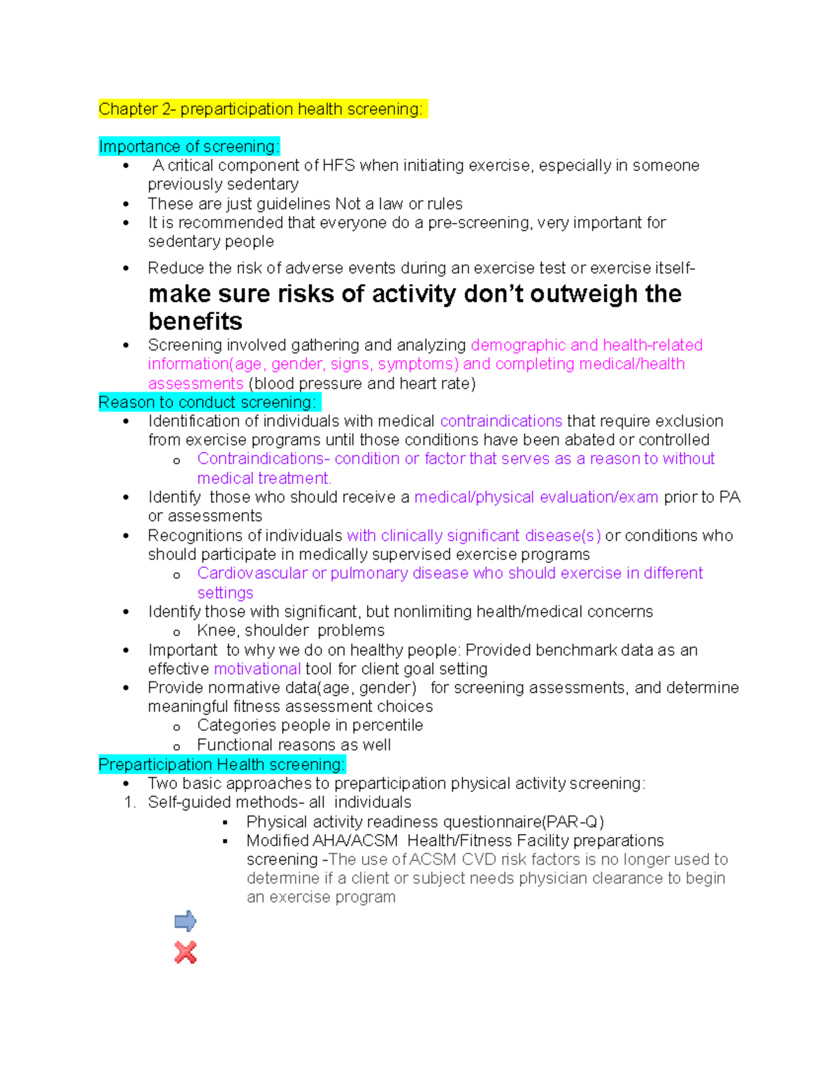 Kines 375 Chapter 2 - Lecture notes 2 - Chapter 2- preparticipation ...