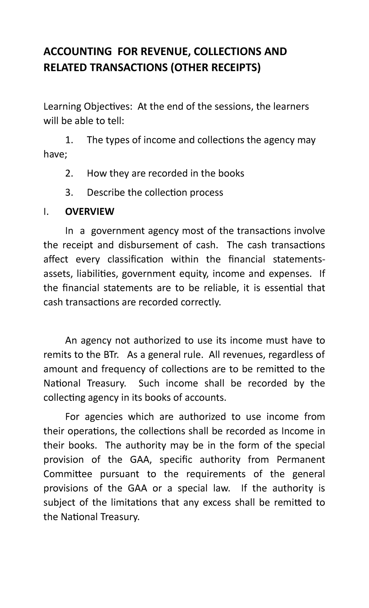 Accounting FOR Revenue AND Other Receipts - Revised - ACCOUNTING FOR ...