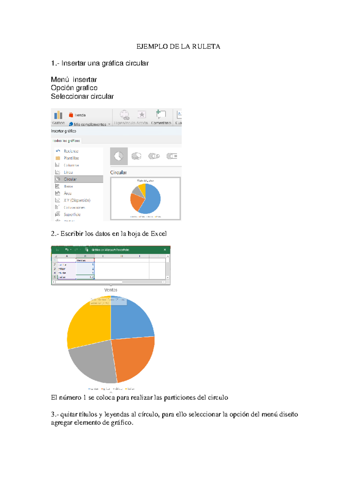 Ejemplo DE LA Ruleta - EJEMPLO DE LA RULETA 1.- Insertar una gráfica ...