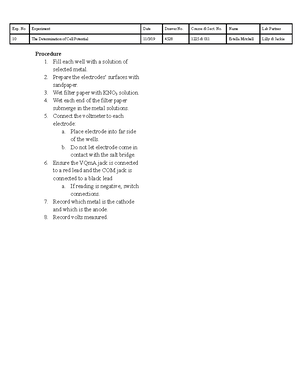 Prelab General Format With Notes 1 Determination Of Sugar Content