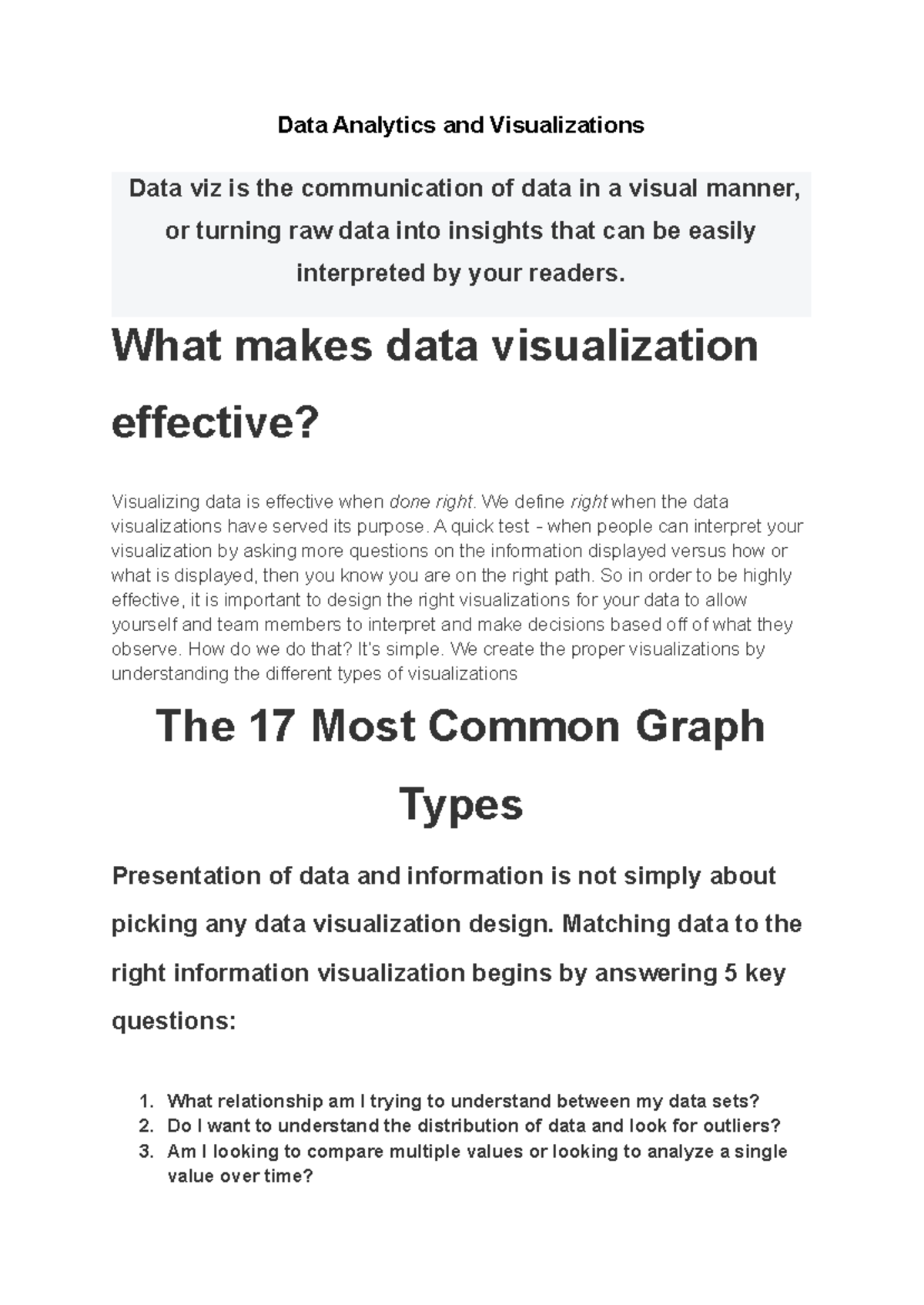 Data Visualization - Data - Data Analytics and Visualizations Data viz ...