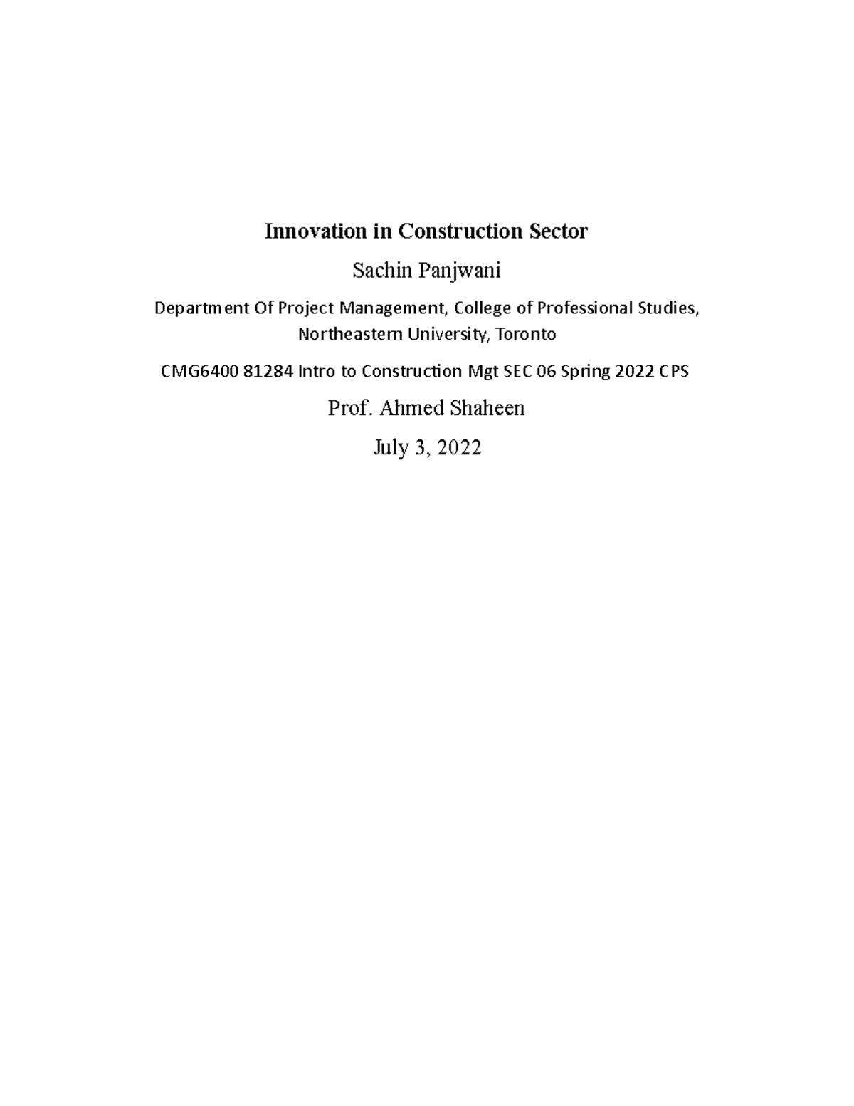 Final Submission paper-CMG - Innovation in Construction Sector Sachin ...