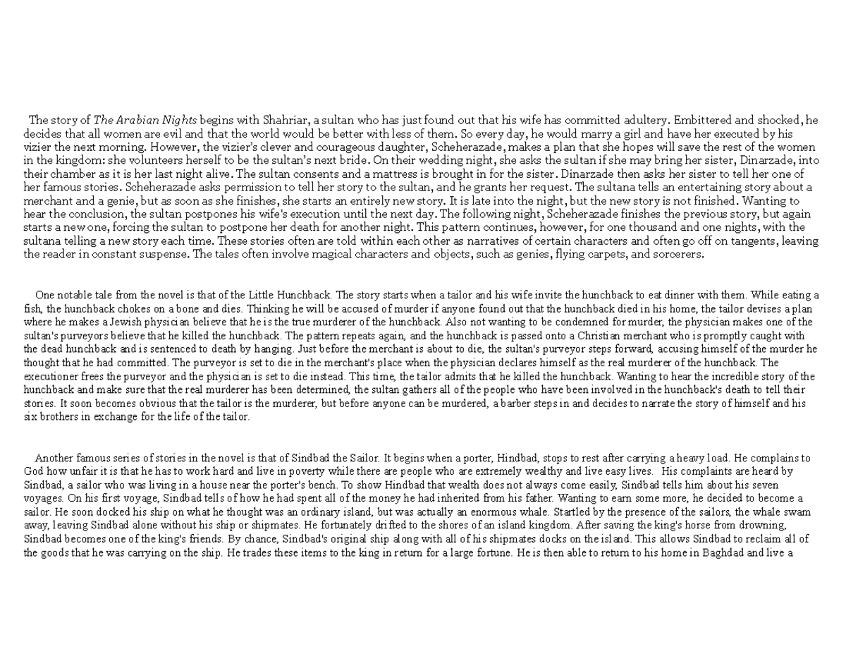 1001 Nights ( Arabian n Ights) - The story of The Arabian Nights begins ...