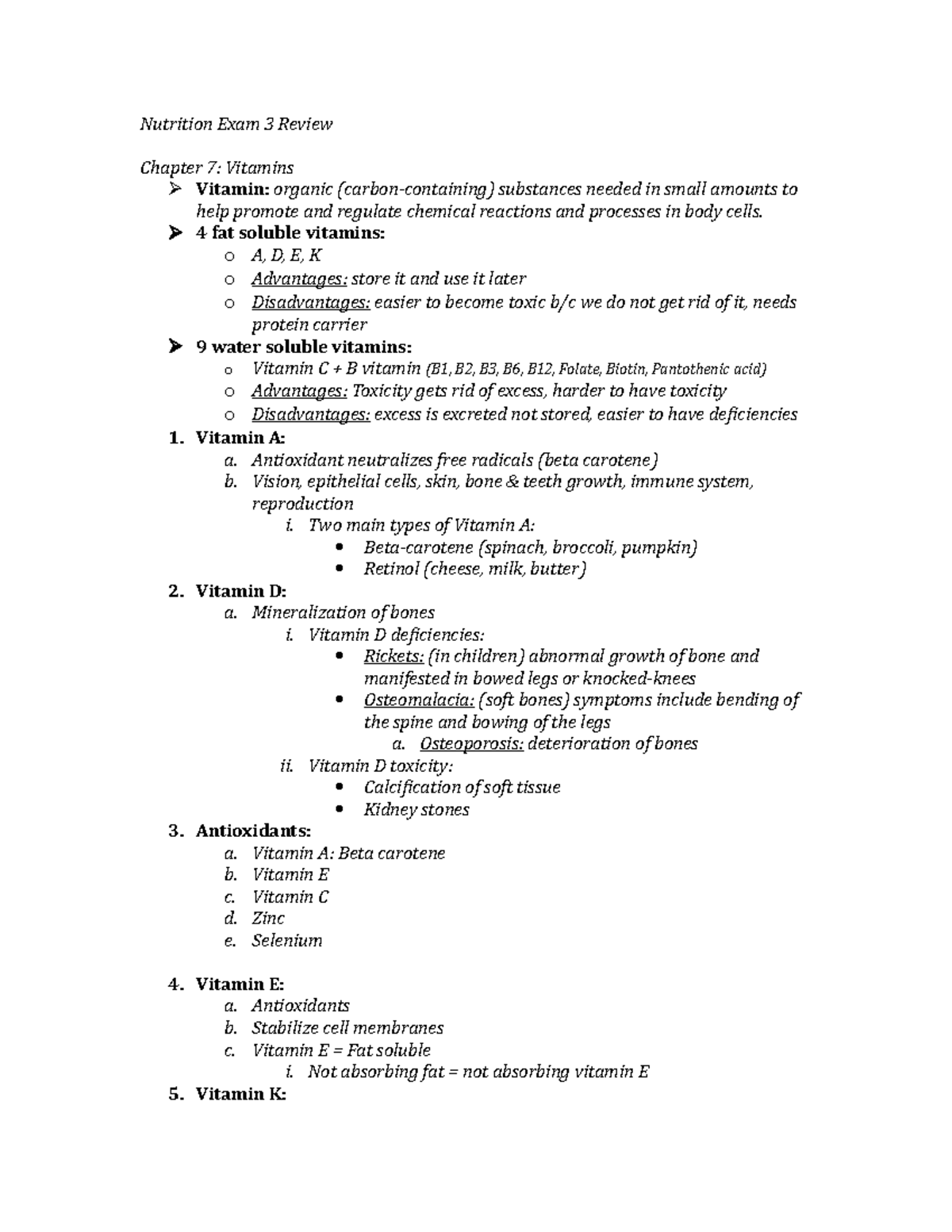 Nutrition & Health Exam 3 Review - Nutrition Exam 3 Review Chapter 7 ...