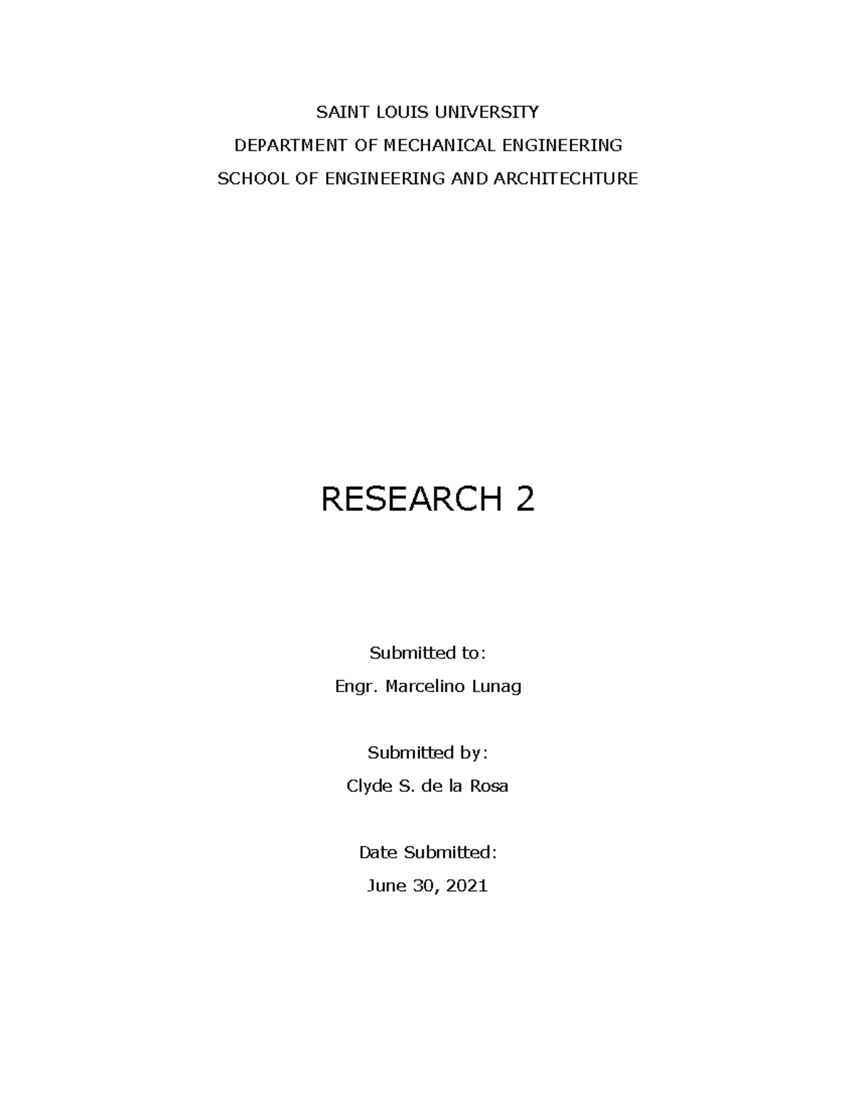 Laboratory and Research works in Mechanical Engineering - SAINT LOUIS ...