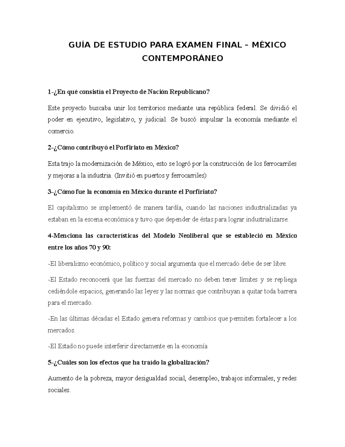 GUIA Historia - GUÍA DE ESTUDIO PARA EXAMEN FINAL – MÉXICO ...