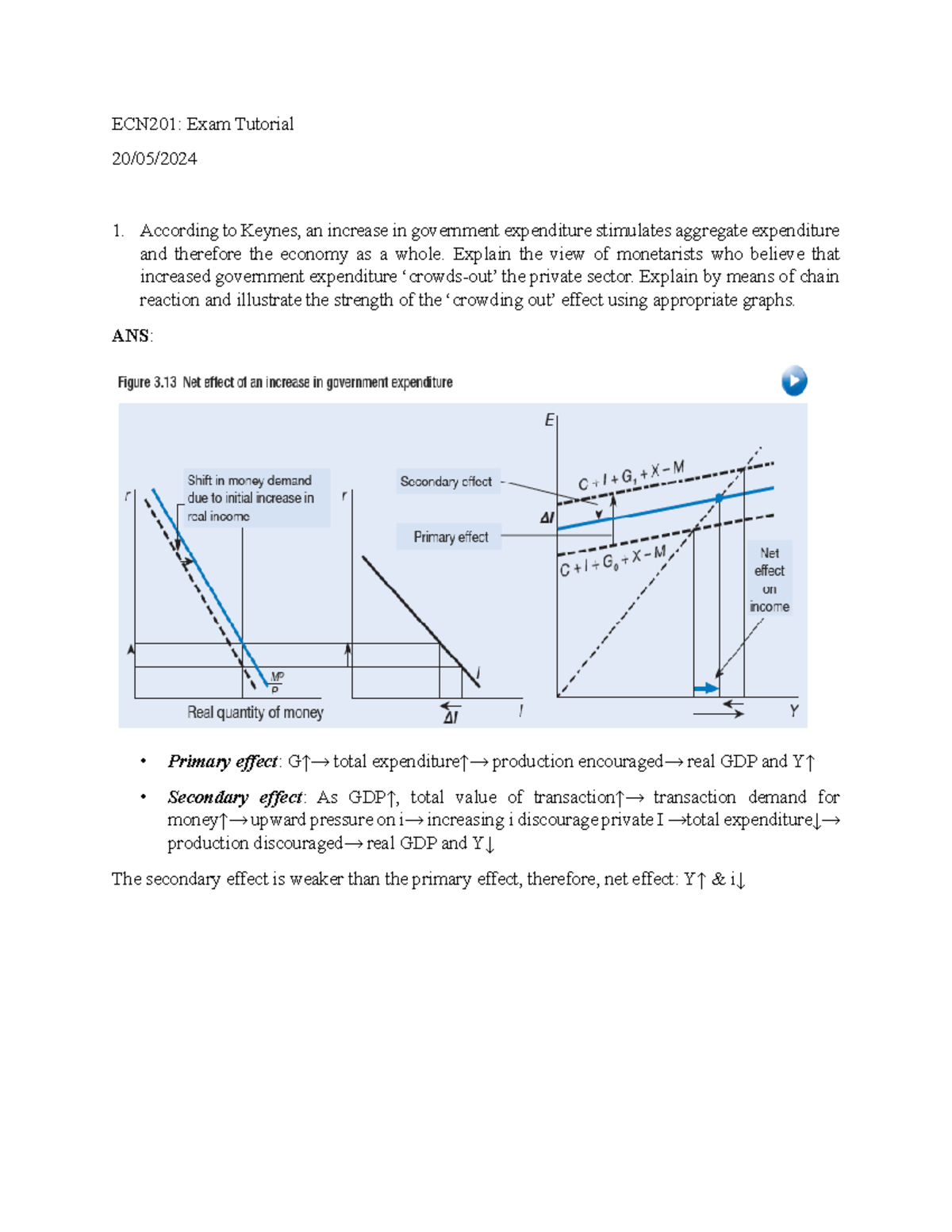 ECN201 Tutorial - Graphs based on the AD-AS model, basic model II and ...