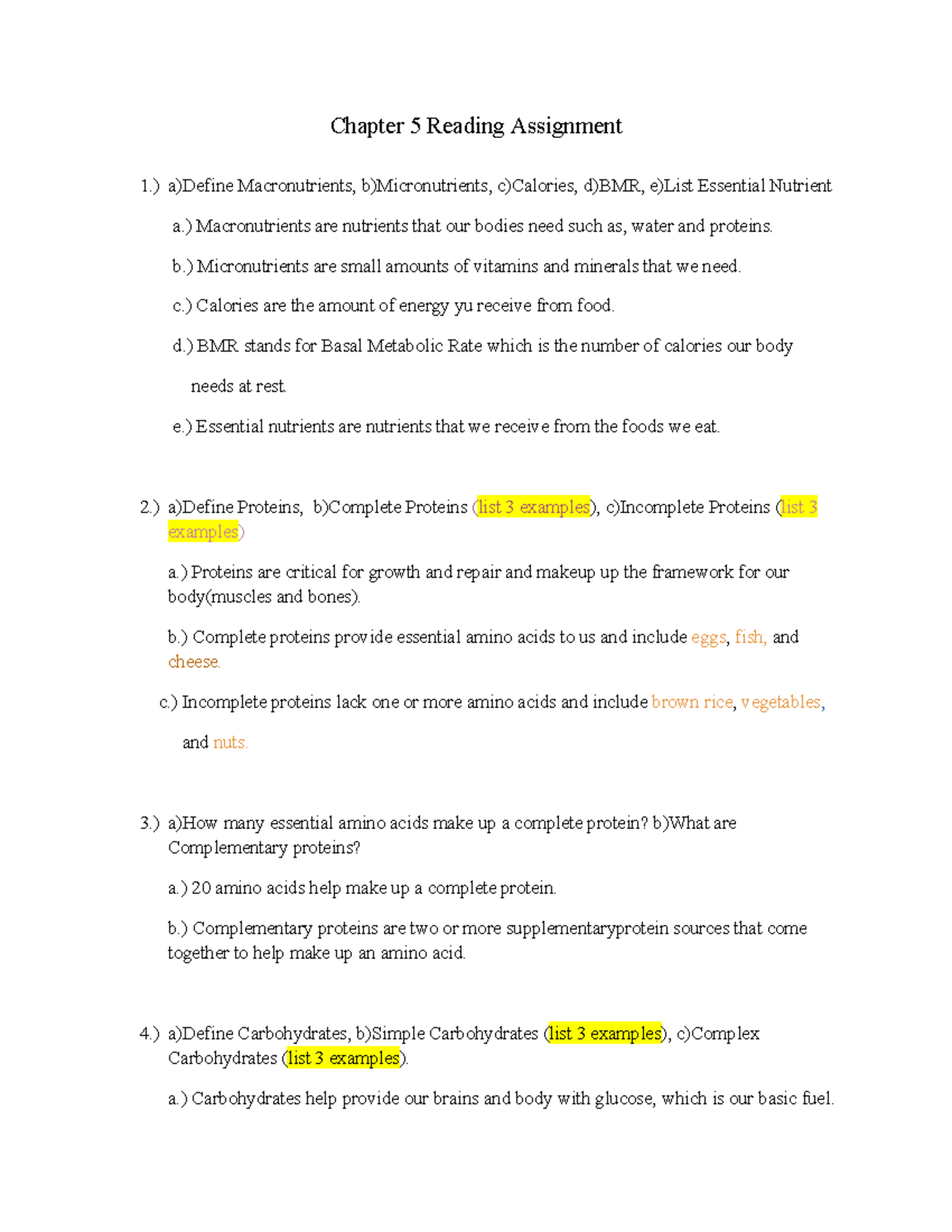 Chapter 5 Reading Assignment - Chapter 5 Reading Assignment 1.) a)Define Macronutrients, - Studocu