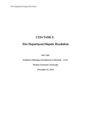 C234 - Paper 1 Coursework. - C234 TASK 1: Fire Department Hiring Eric ...