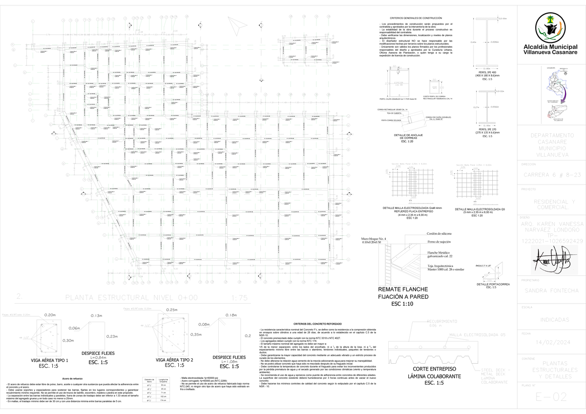 E-02D Planta Estructural Y Detalles - VC-2 (0.25X0) VC-1 (0.15X0) VC-1 (0.15X0) VC-2 (0.25X0) VC ...