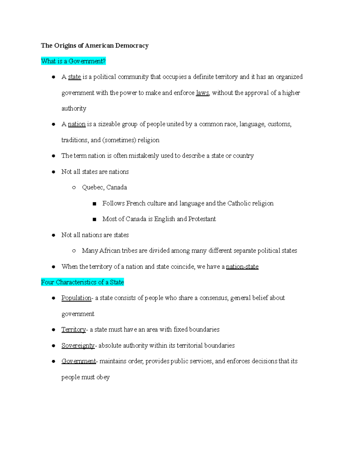 Americann national government notes outline - The Origins of American ...