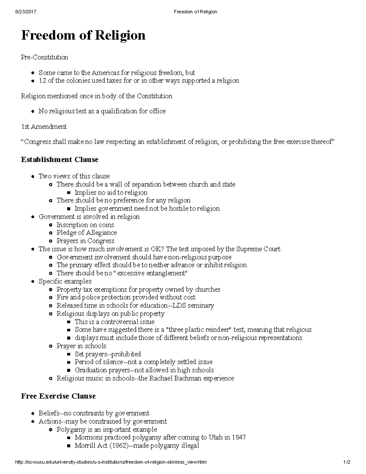 Freedom of Religion - fall 2007 - Freedom of Religion Freedom of ...