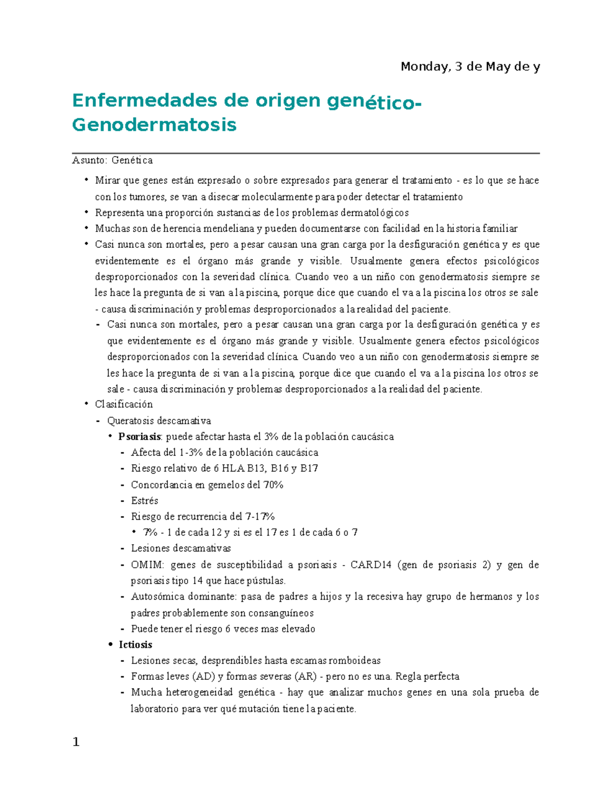 Enfermedades de origen genético- Genodermatosis - Enfermedades de ...
