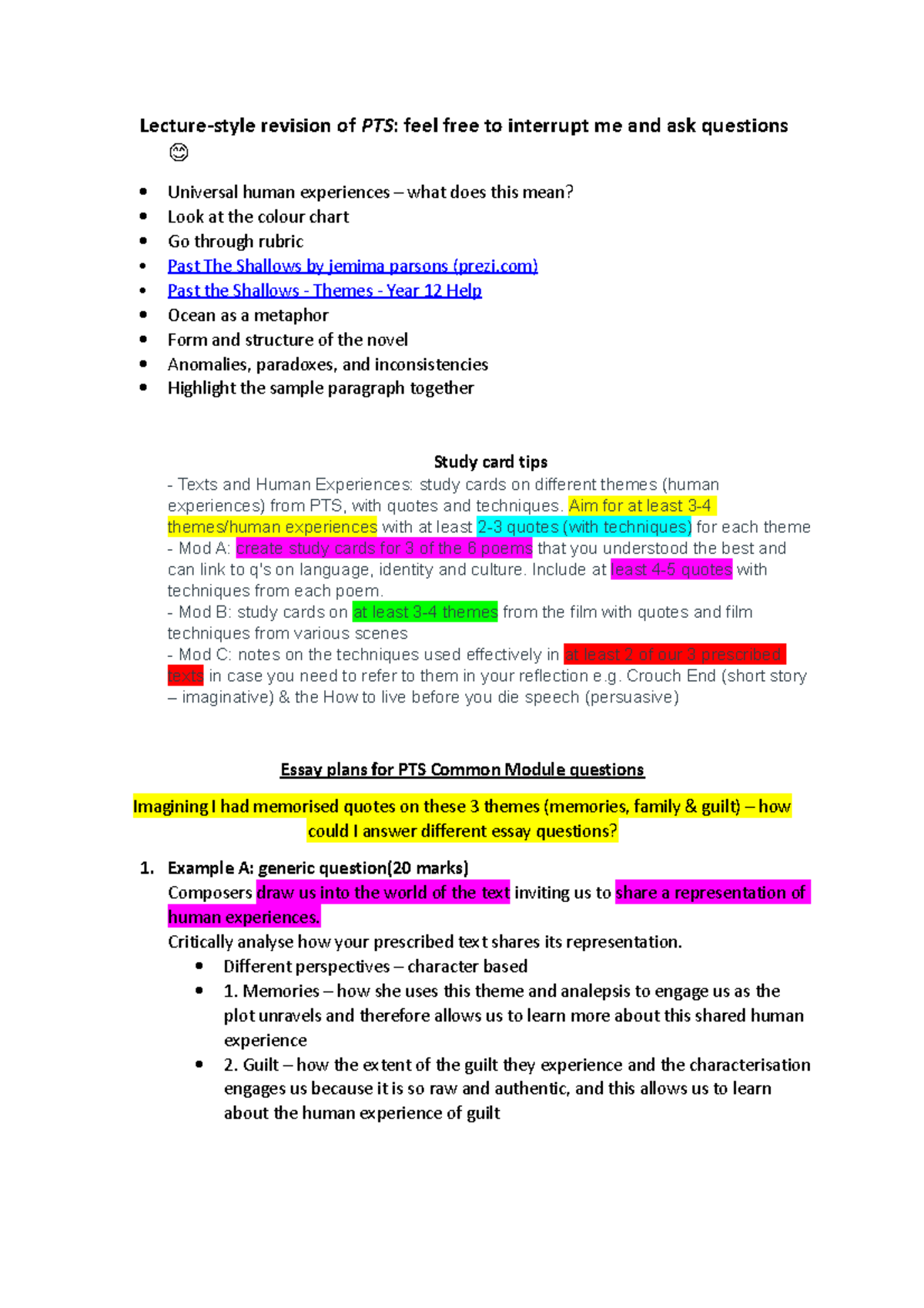 Common Module Revision - Lecture-style revision of PTS: feel free to ...