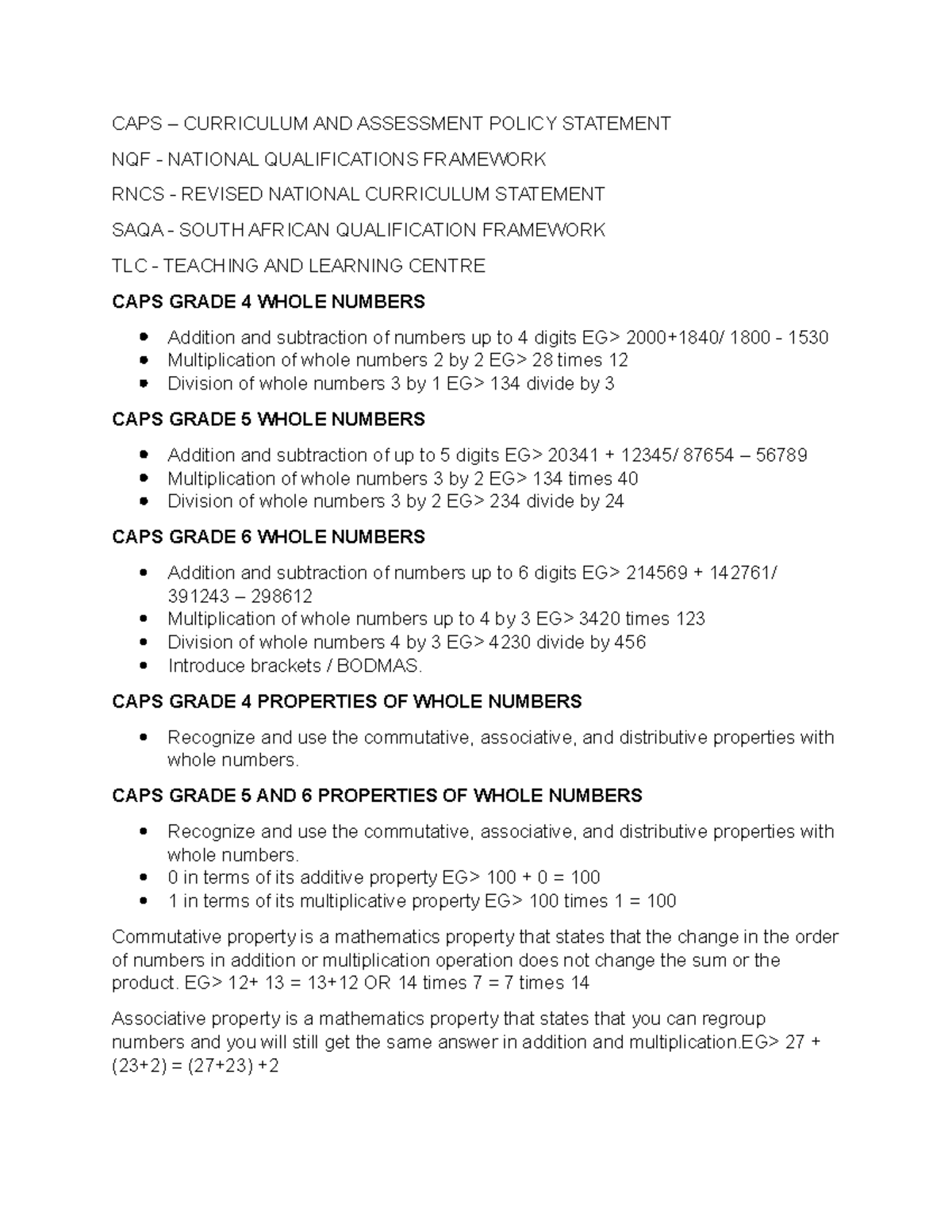MTH notes - this is about maths - CAPS – CURRICULUM AND ASSESSMENT ...