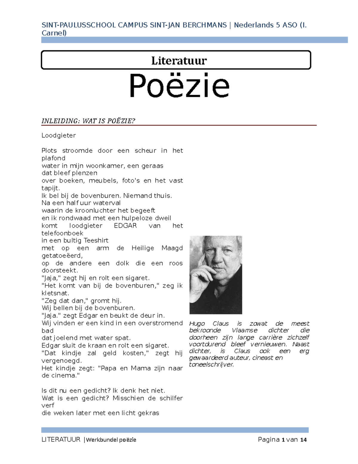 Poëzie werkbundel - uyturfuyfyufiy - Carnel) Literatuur Poëzie ...