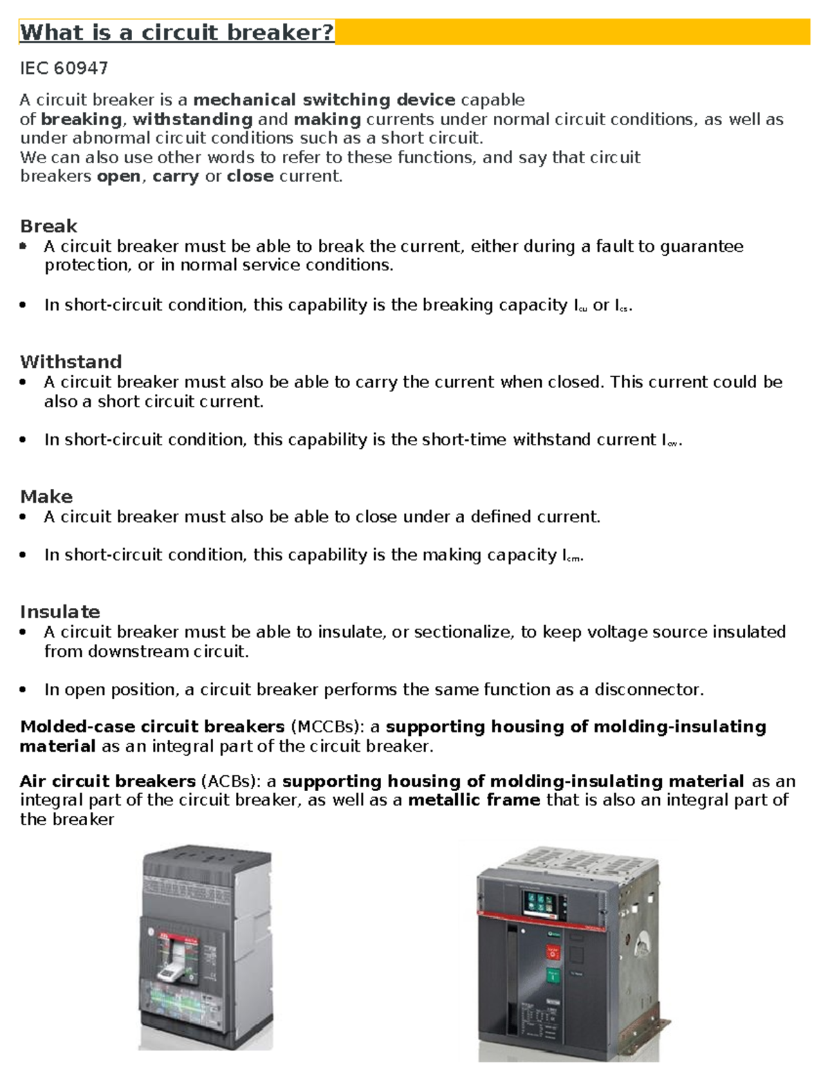 What is a circuit breaker - We can also use other words to refer to ...