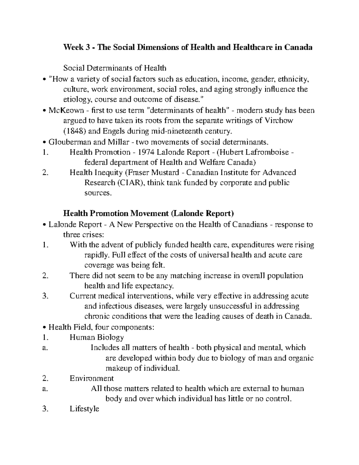 Week 3 - Lecture notes 8 - Week 3 - The Social Dimensions of Health and ...