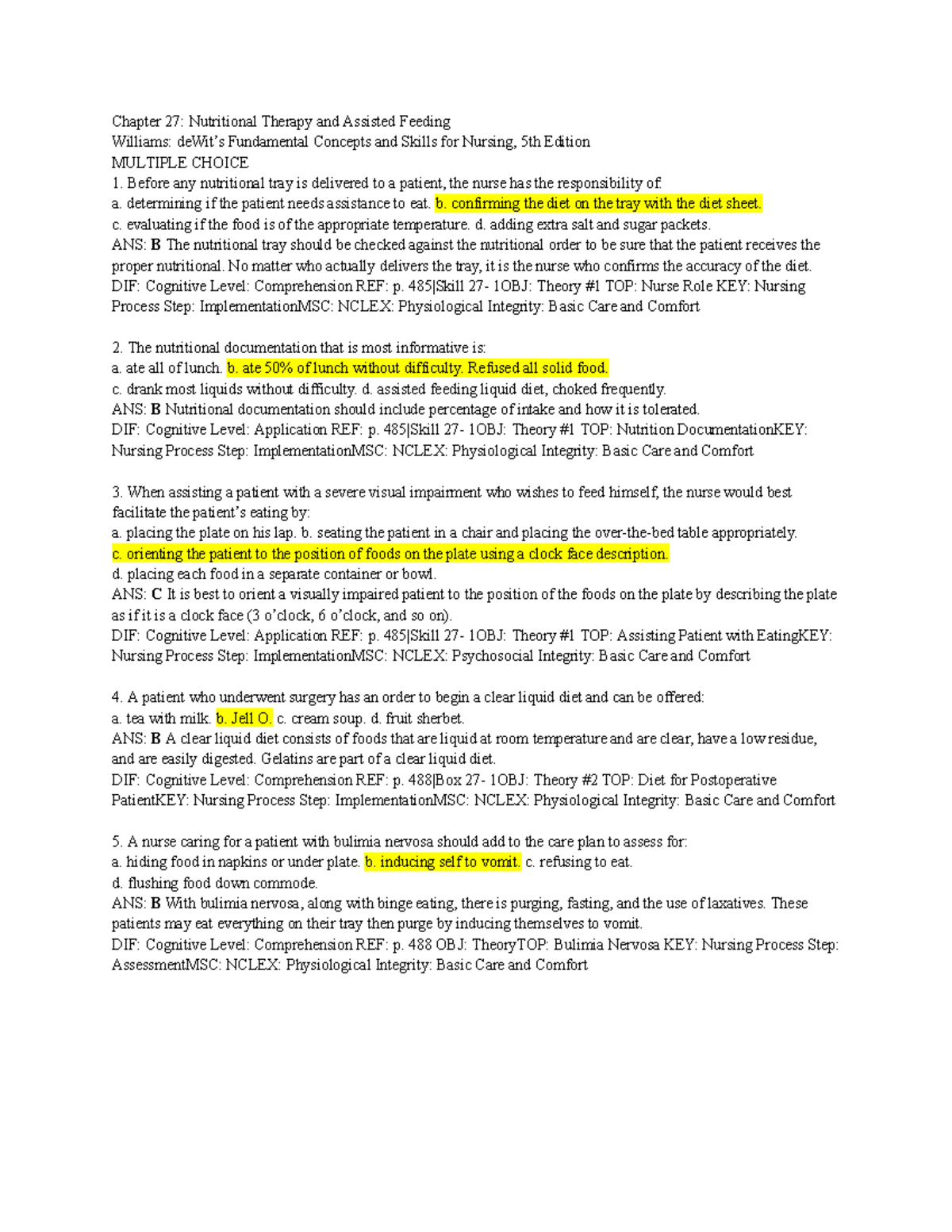 Chapter 27 Nutritional Therapy and Assisted Feeding - determining if ...