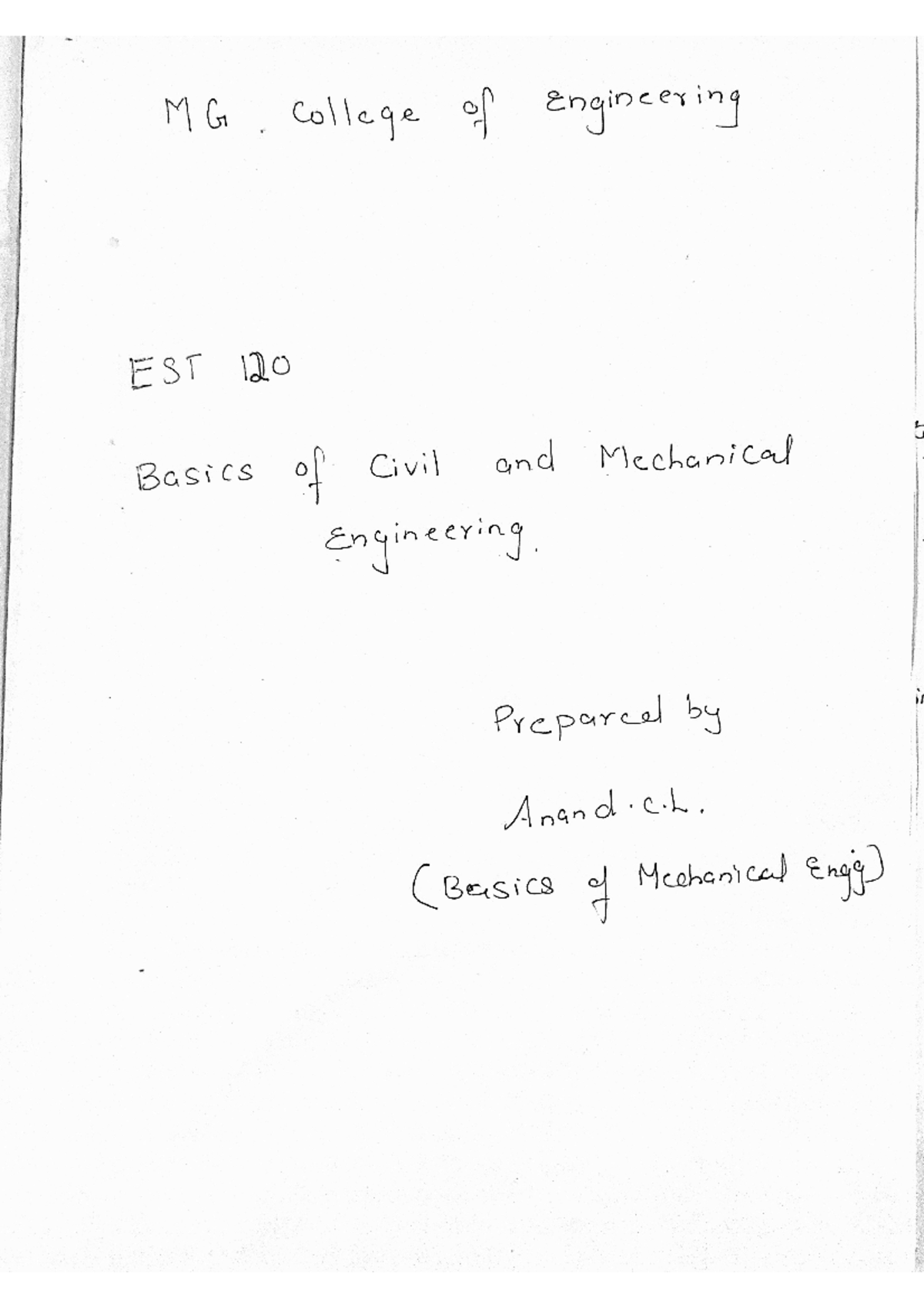 EST120 Basic MECH BY Anand - Engineering Mechanics - Studocu