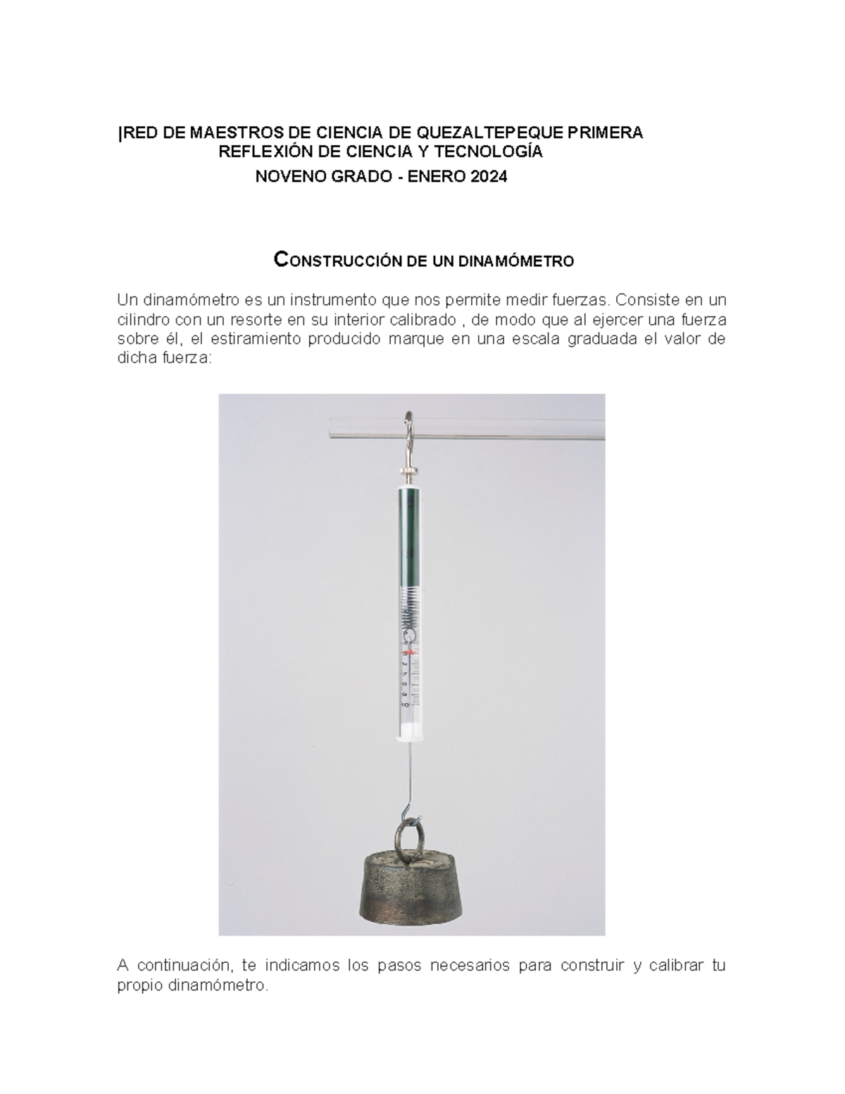 Dinamometro - |RED DE MAESTROS DE CIENCIA DE QUEZALTEPEQUE PRIMERA ...