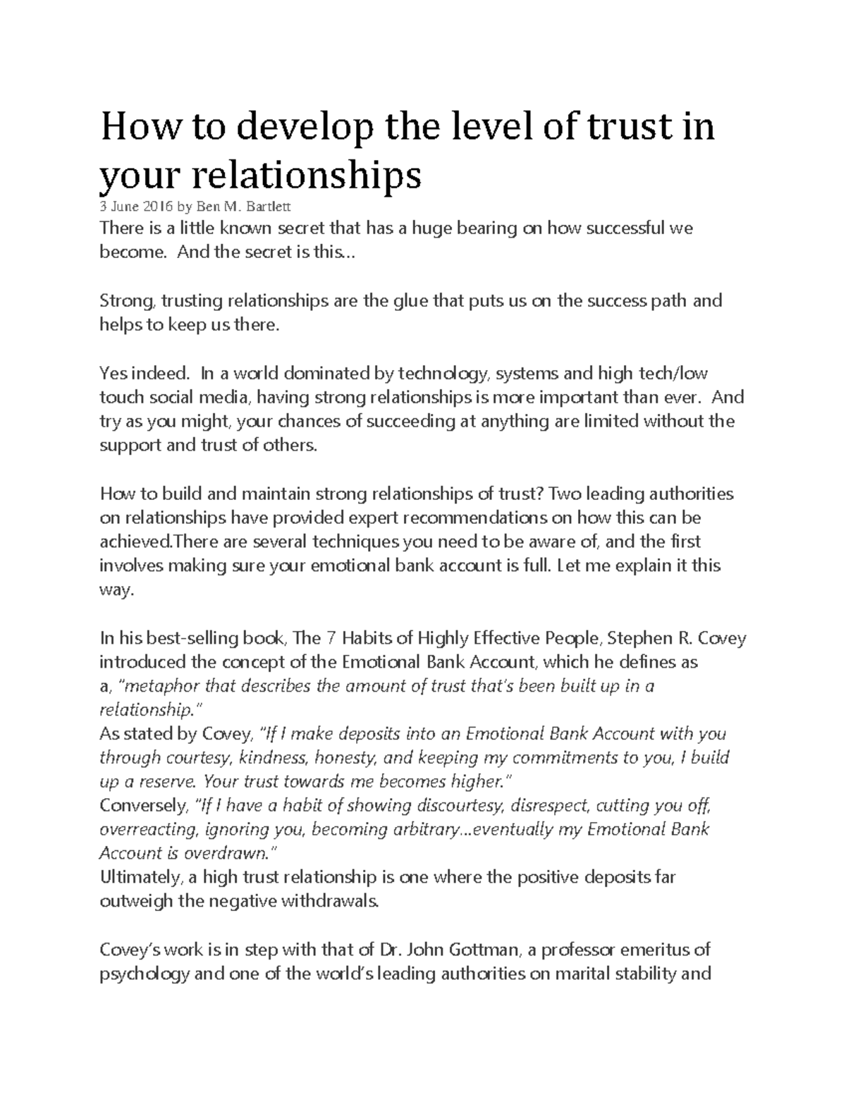 How to develop trust in relationships - How to develop the level of ...