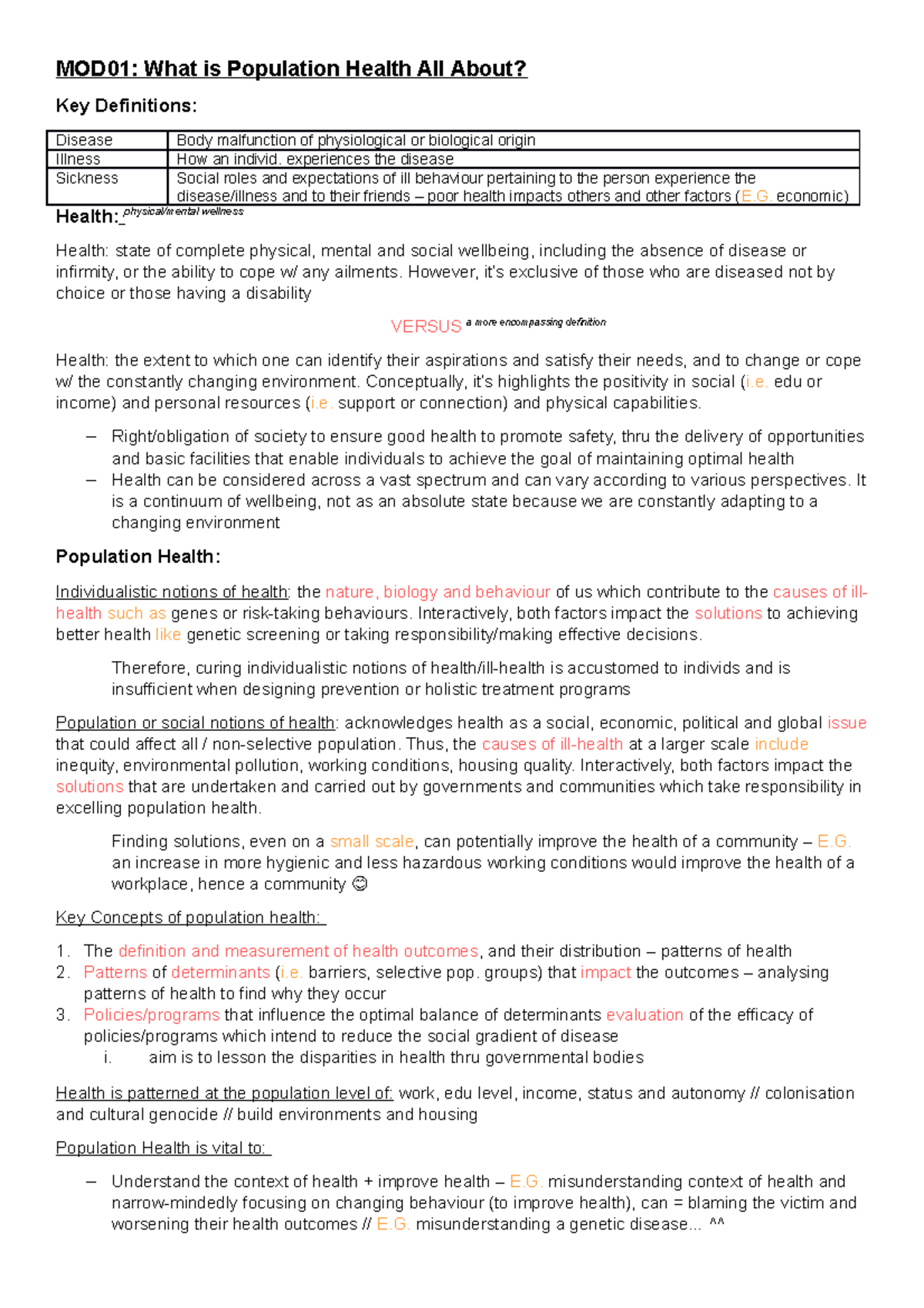 Population H&S - LE notes - MOD01: What is Population Health All About ...