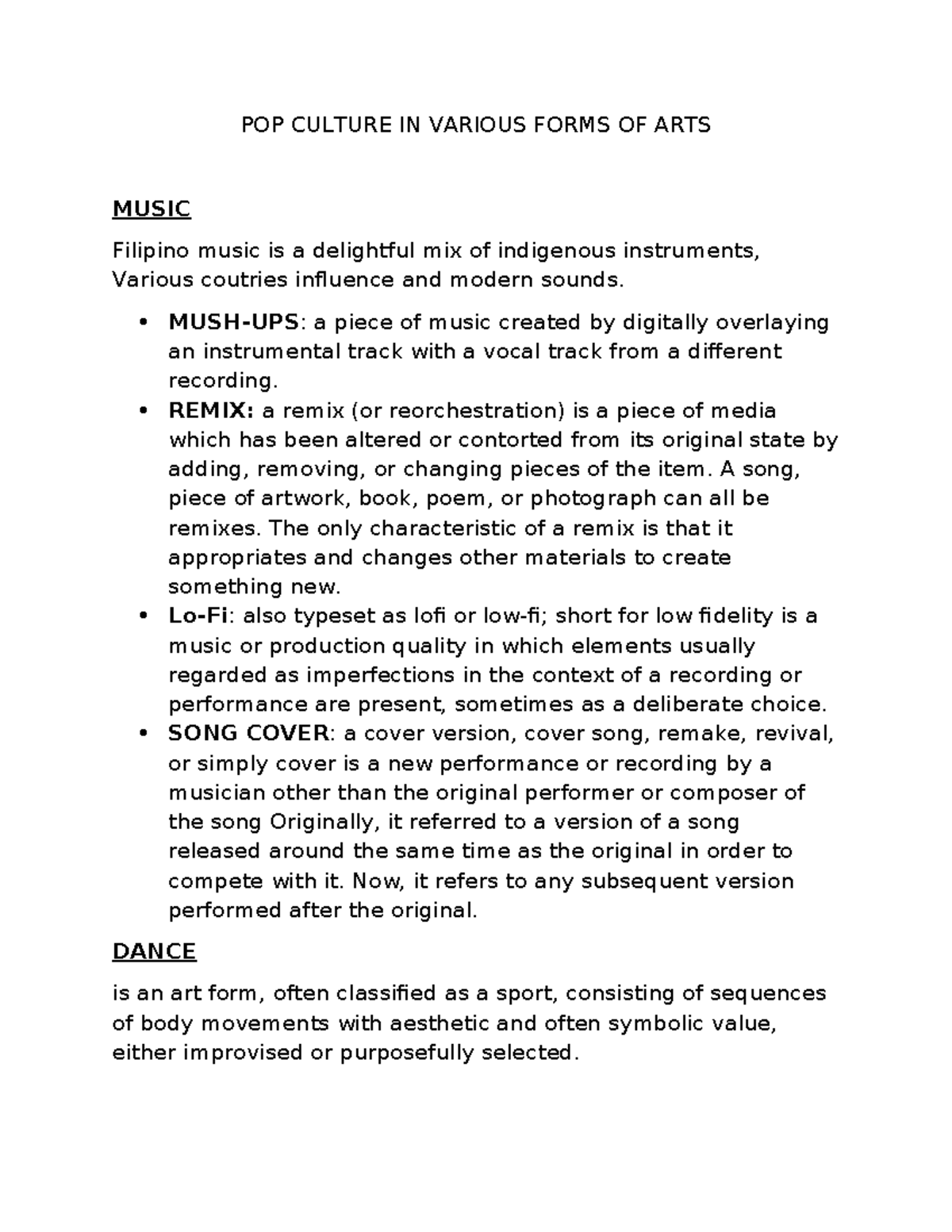 Pop culture in various forms of arts 6 - POP CULTURE IN VARIOUS FORMS ...