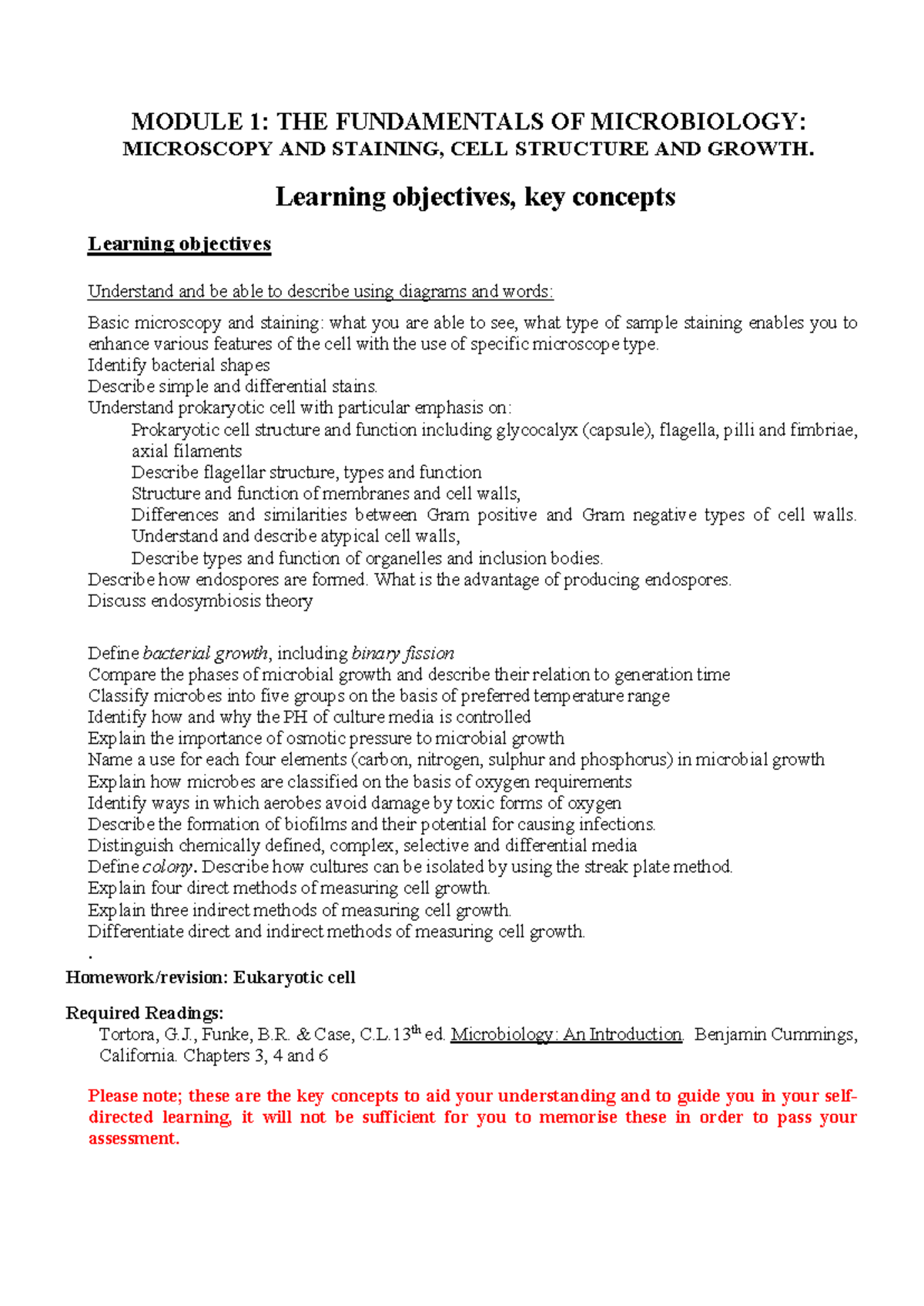 Module 1. key concepts and learning objectives - MODULE 1: THE FUNDAMENTALS OF MICROBIOLOGY ...