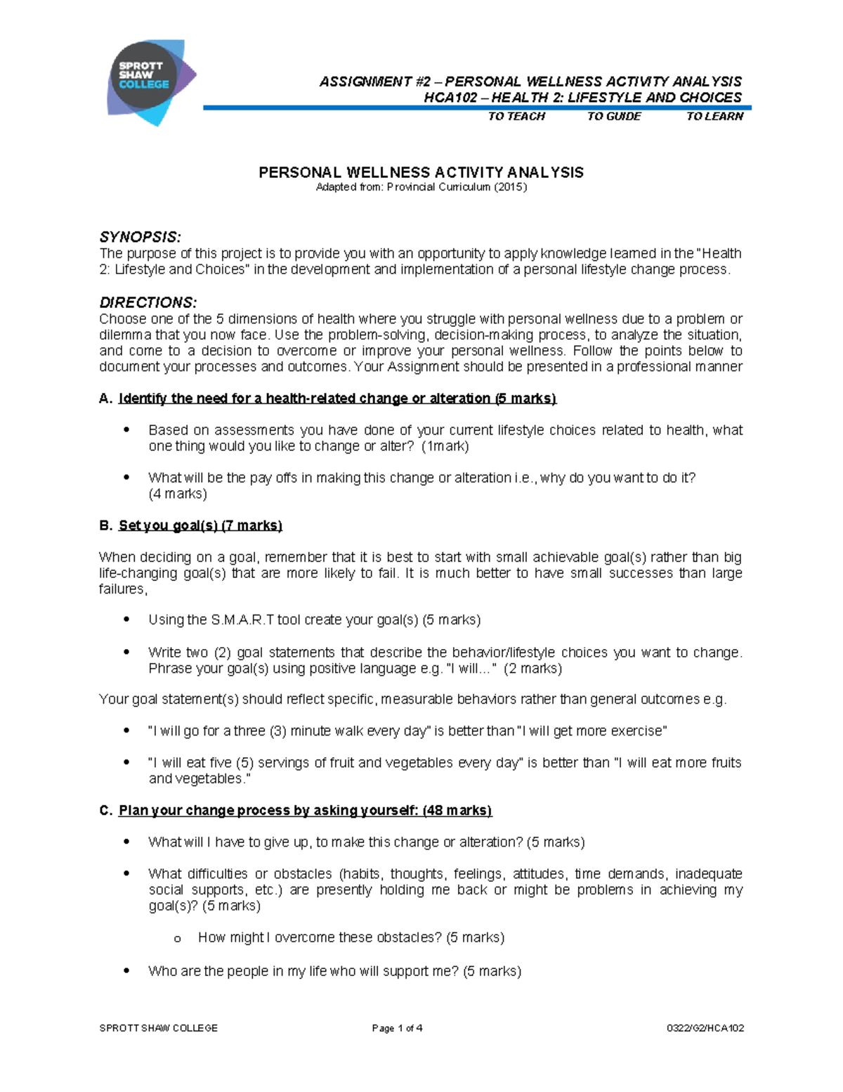 HCA102 - Assignment # 2 - Mar2022 - HCA102 – HEALTH 2: LIFESTYLE AND ...